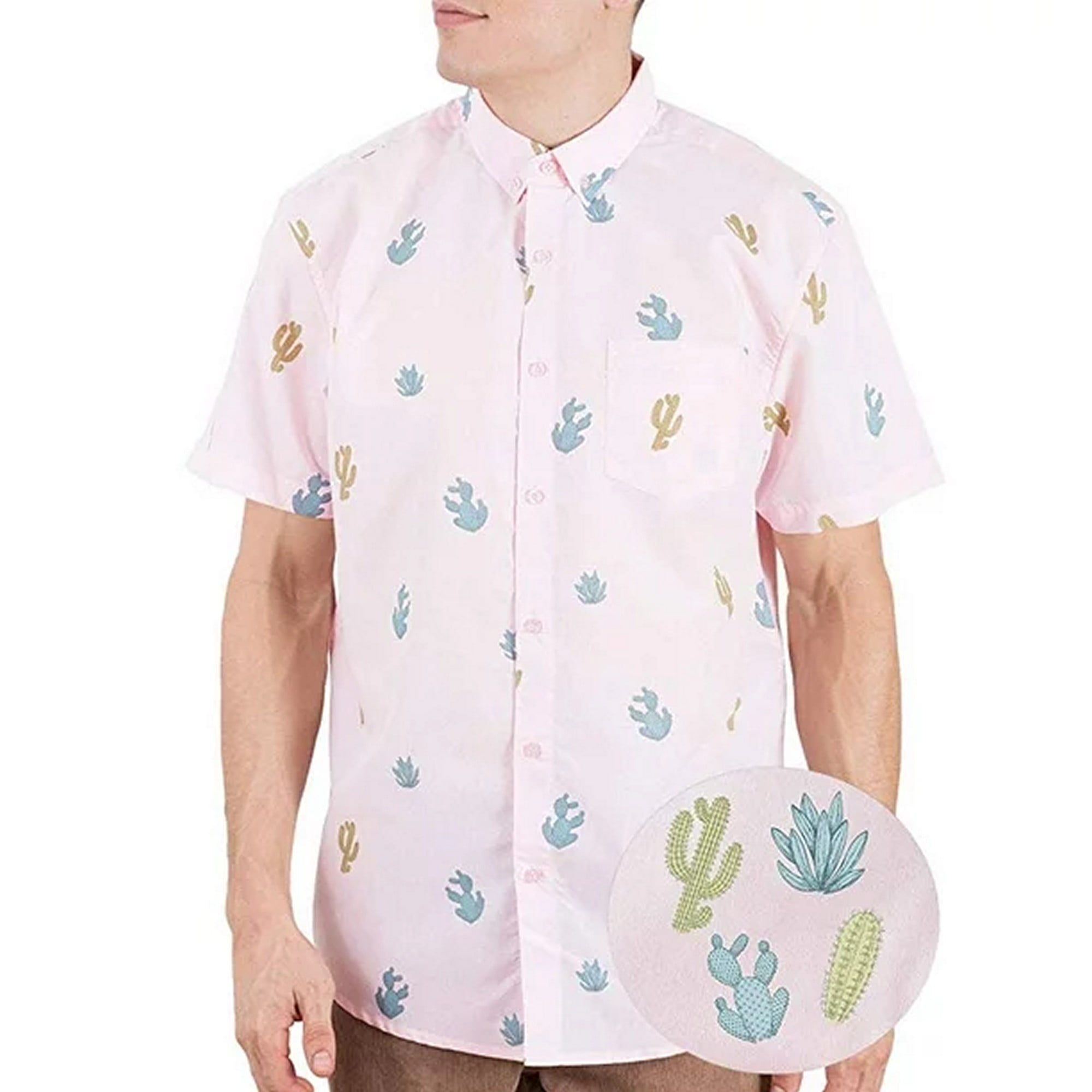 Visive Mens Big And Tall Short Sleeve Button Shirt, Printed Cactus ...