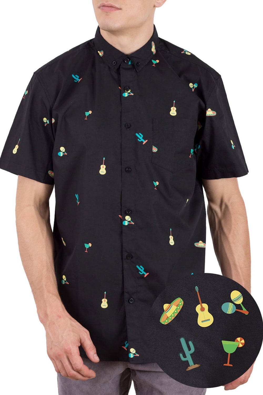 Visvie Mens Hawaiian Shirt Printed Fiesta Cinco De Mayo Taco Shirt ...