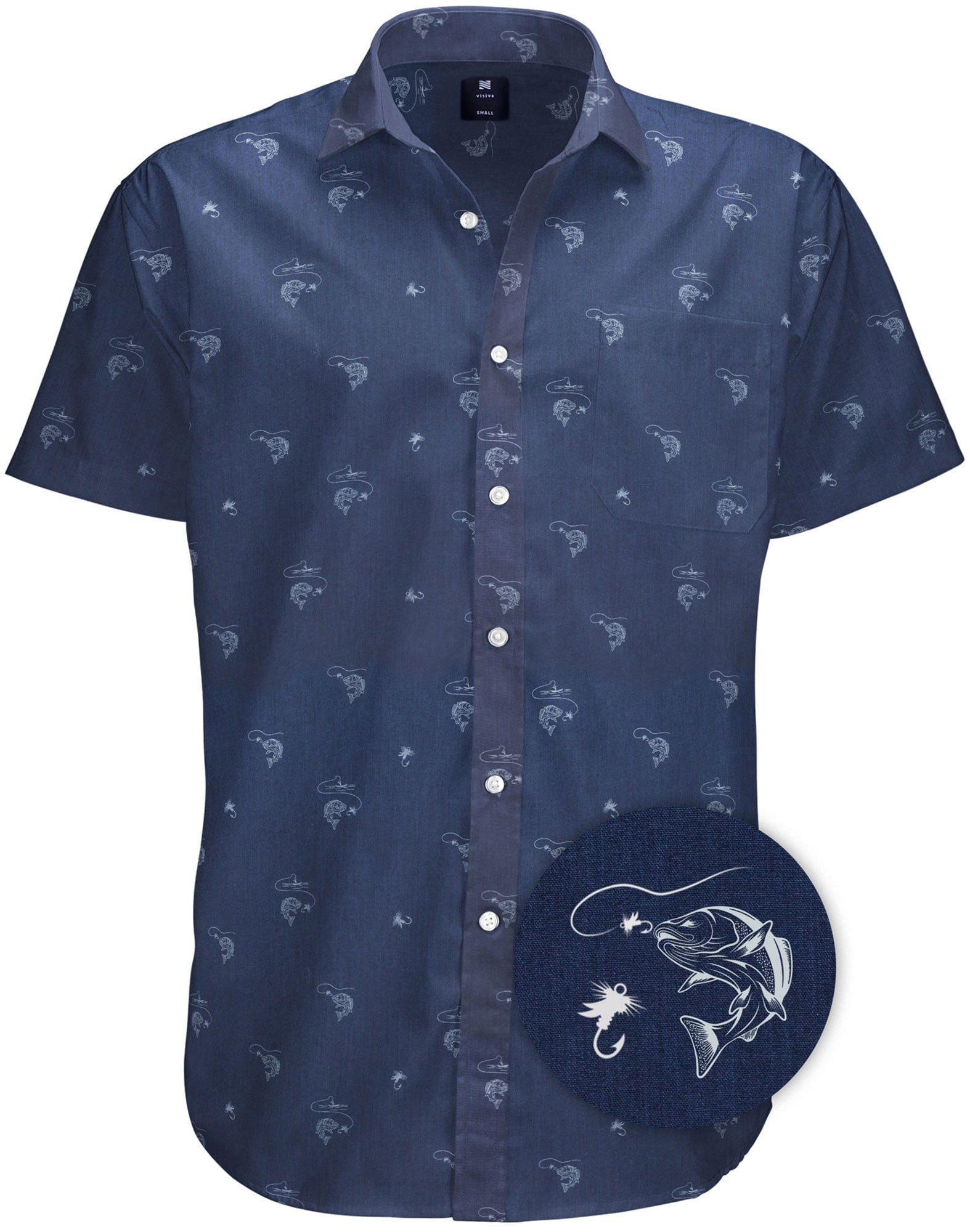 Visive Mens Big And Tall Short Sleeve Button Shirt, Printed Fish Shirts ...