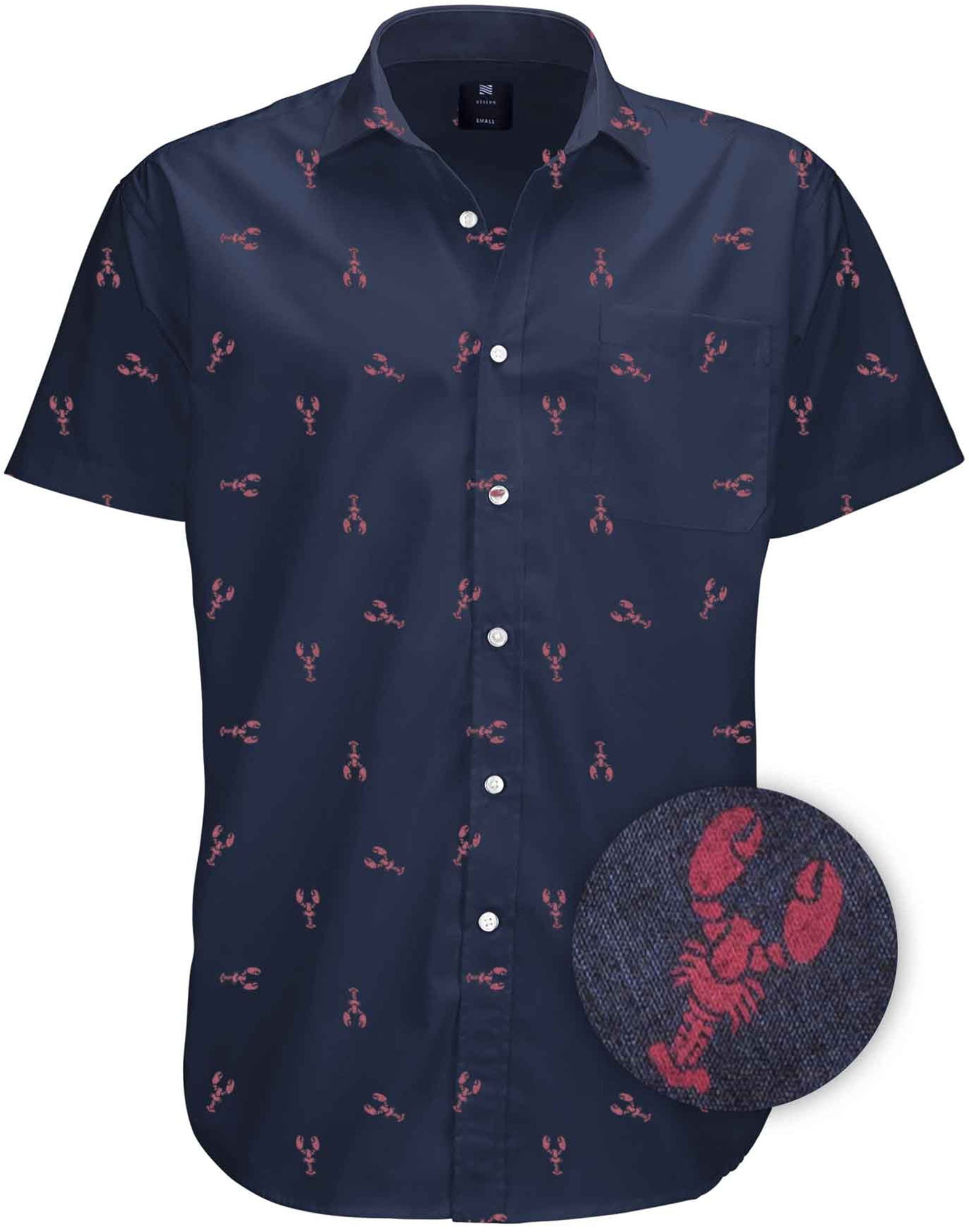 Visive Mens Big And Tall Short Sleeve Button Shirt, Printed Lobster ...