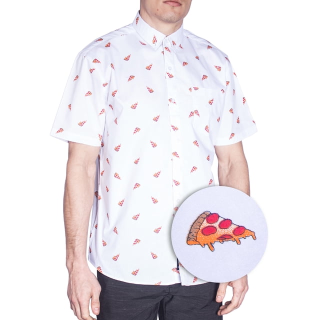 Visive Mens Big And Tall Short Sleeve Button Shirt, Printed Pizza ...
