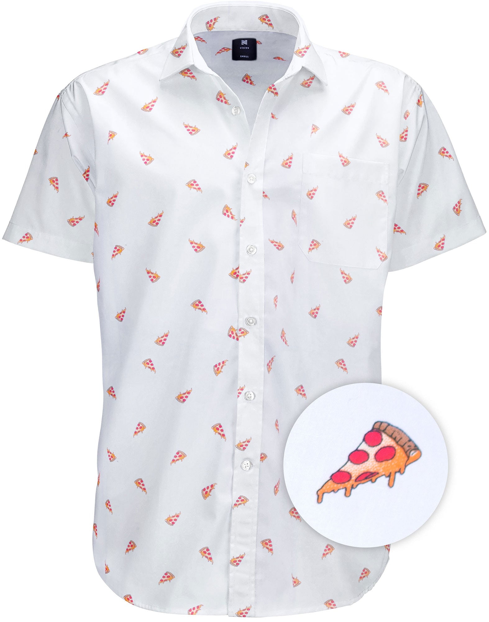 Visive Mens Big And Tall Short Sleeve Button Shirt, Printed Pizza ...