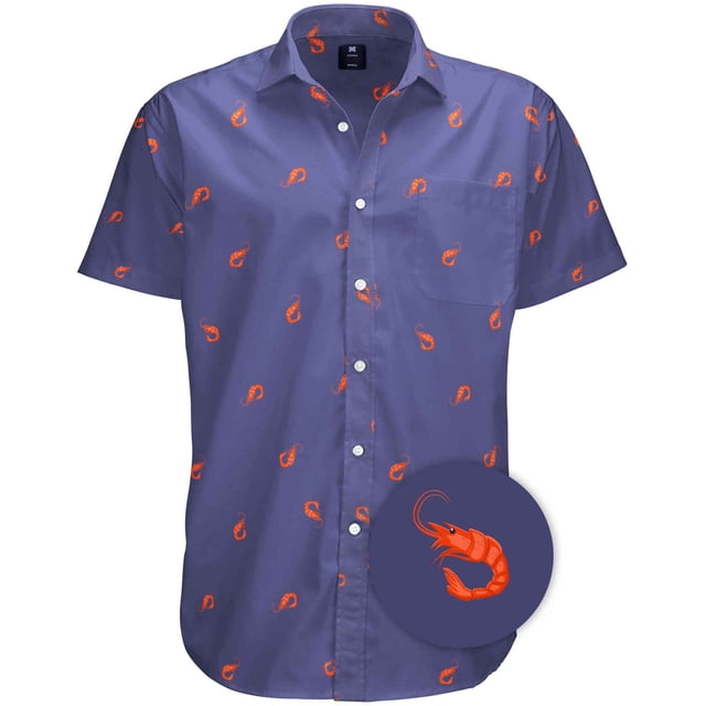 Visive Mens Big And Tall Short Sleeve Button Shirt, Printed Shrimp ...