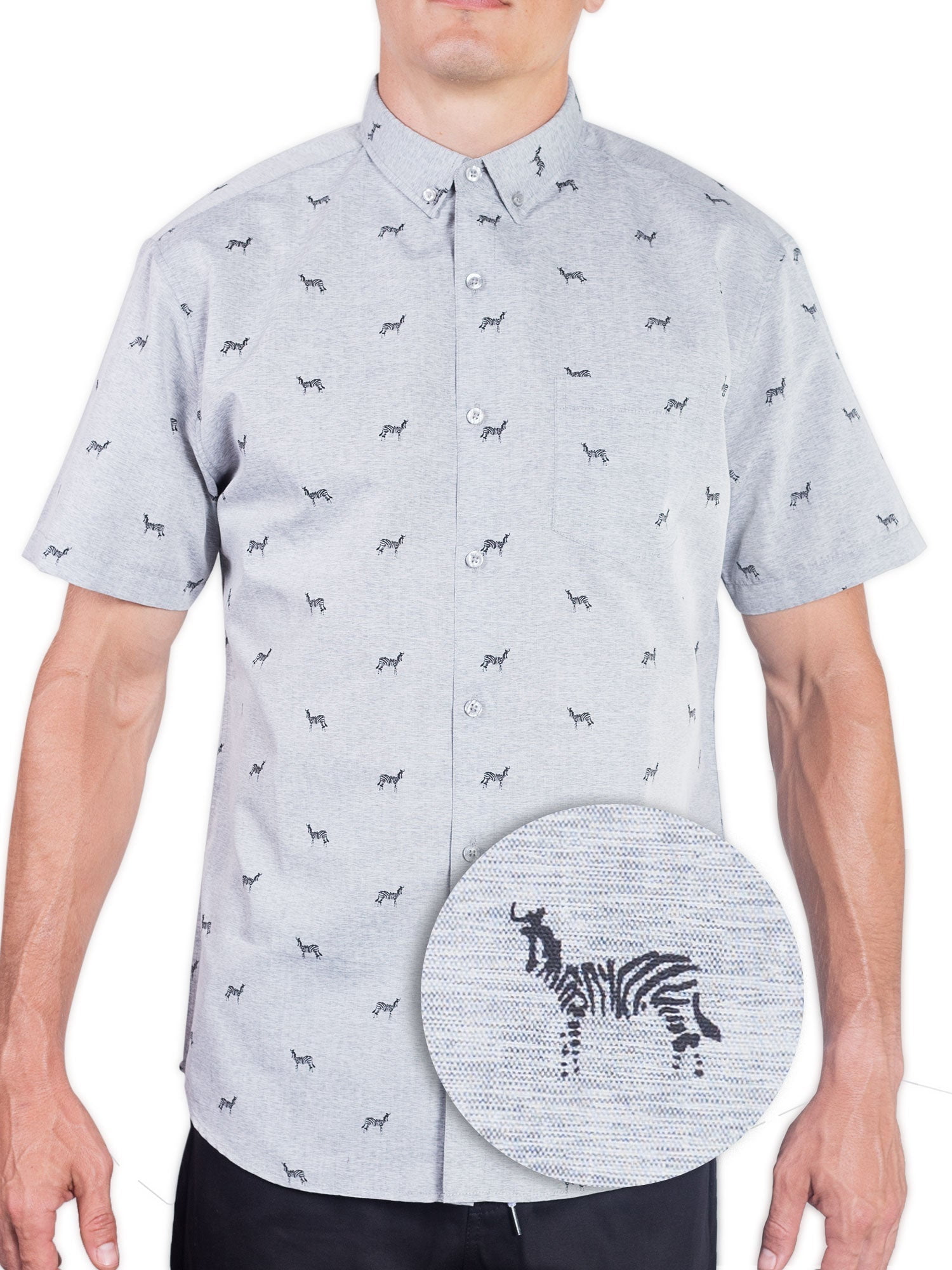 Visive Mens Big And Tall Short Sleeve Button Shirt, Printed Zebra ...