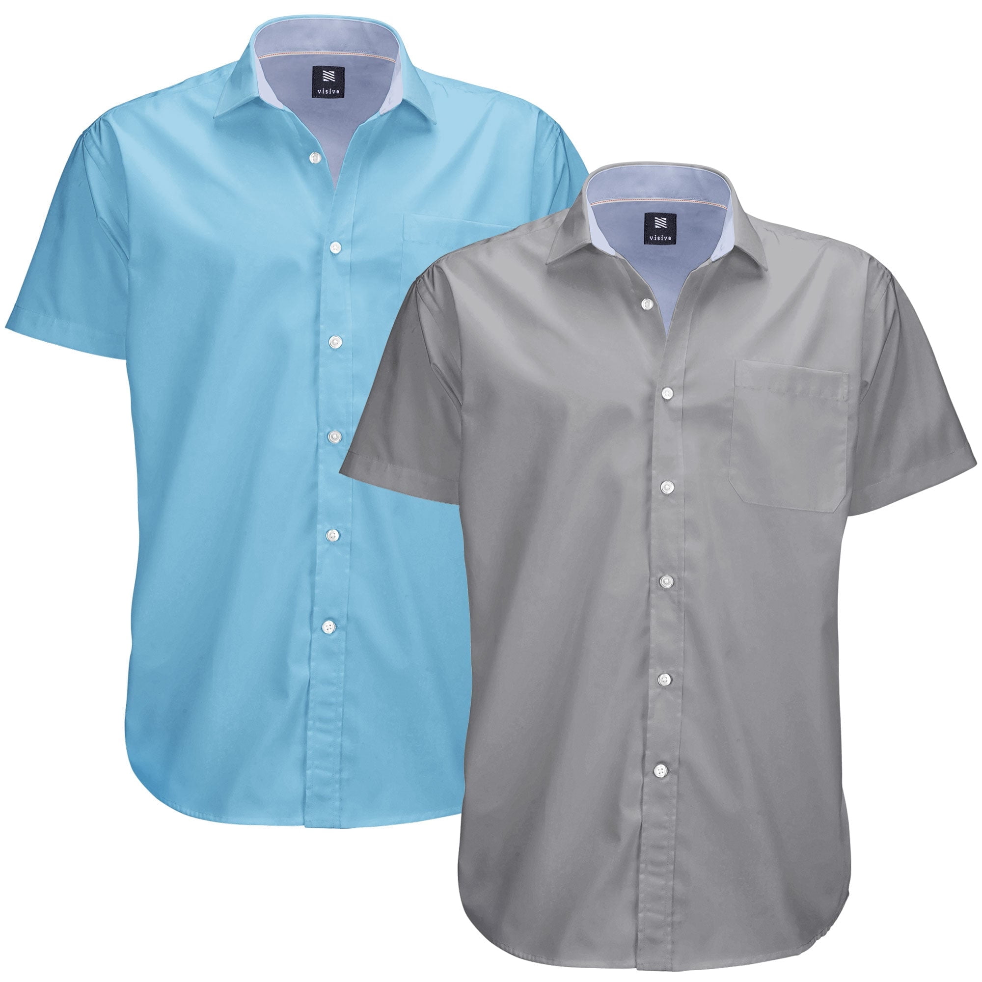 Visive Mens Big & Tall Dress Shirt 2-Pack - Oxford Short Sleeve Button ...