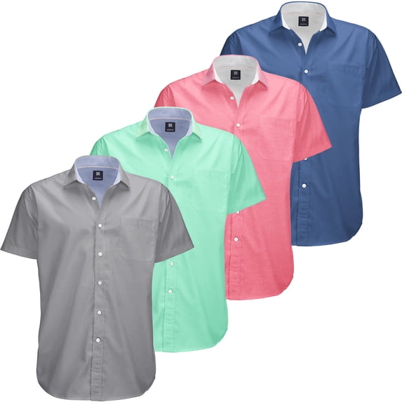 Visive Mens Big and Tall Oxford Shirt - 4 Pack Button Down Short Sleeve ...
