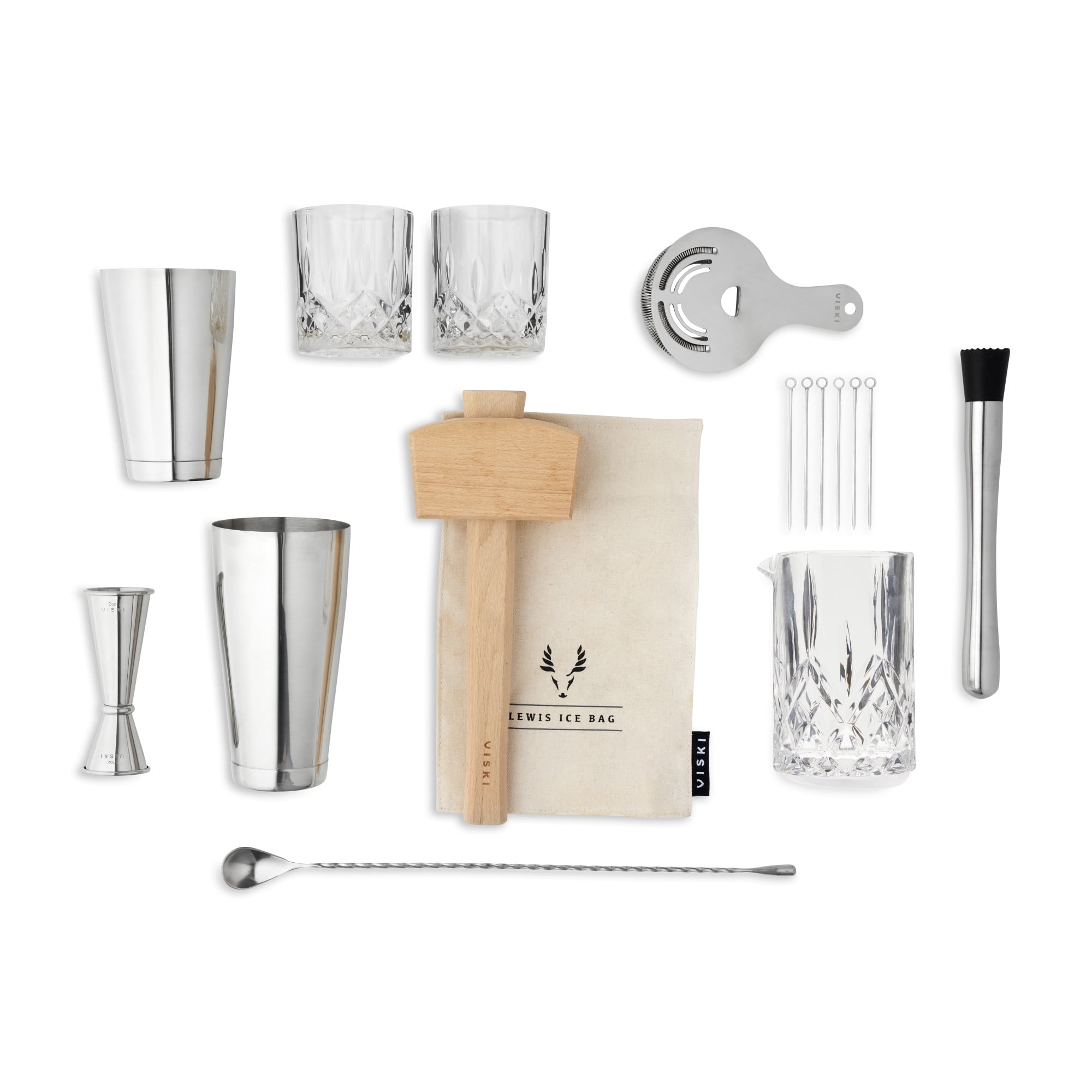 Viski 17-Piece Bar Tools Bartender Tool Kit - Cocktail Making Kit ...