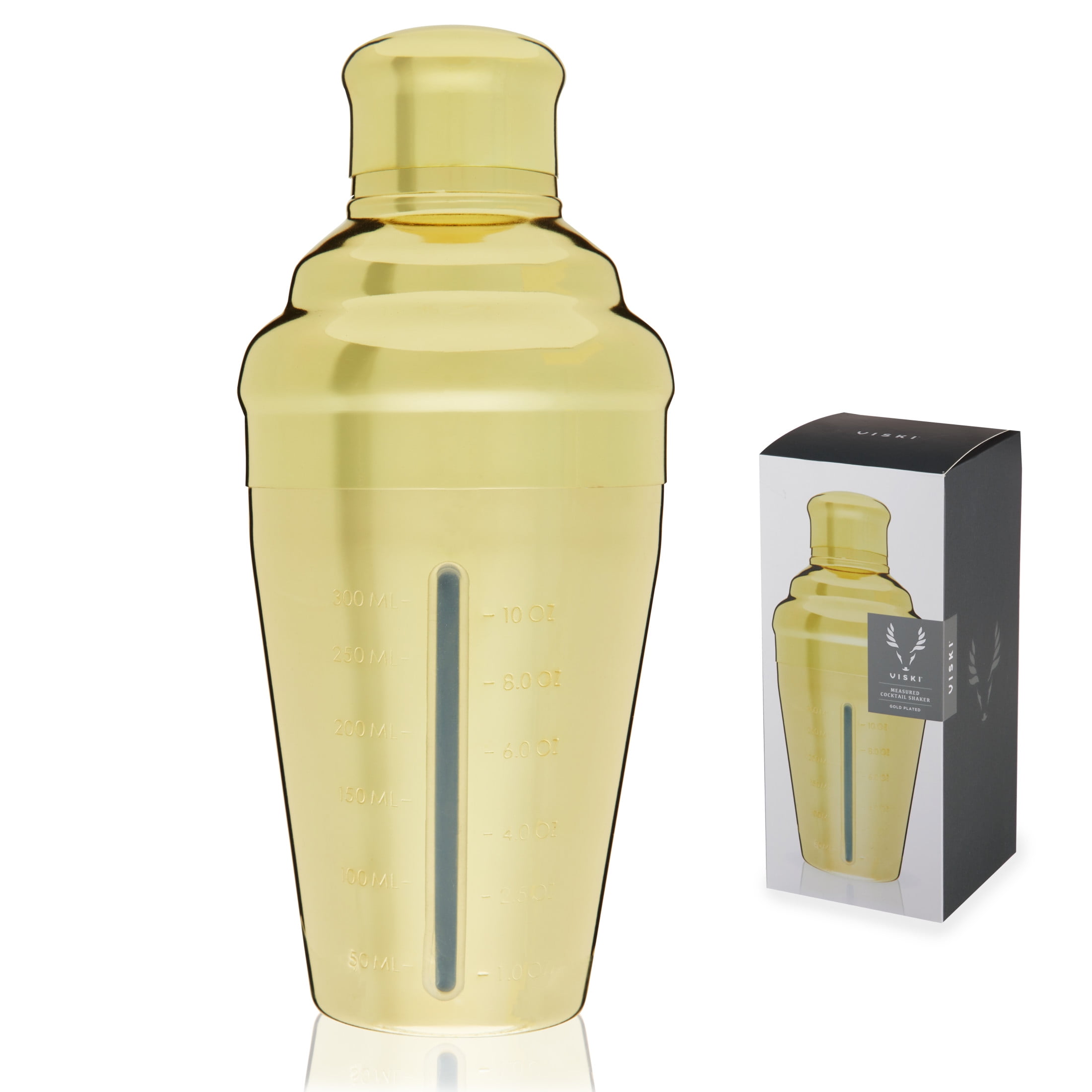 Viski Cocktail Shaker with Measurements, Martini Drink Shaker , Gold ...