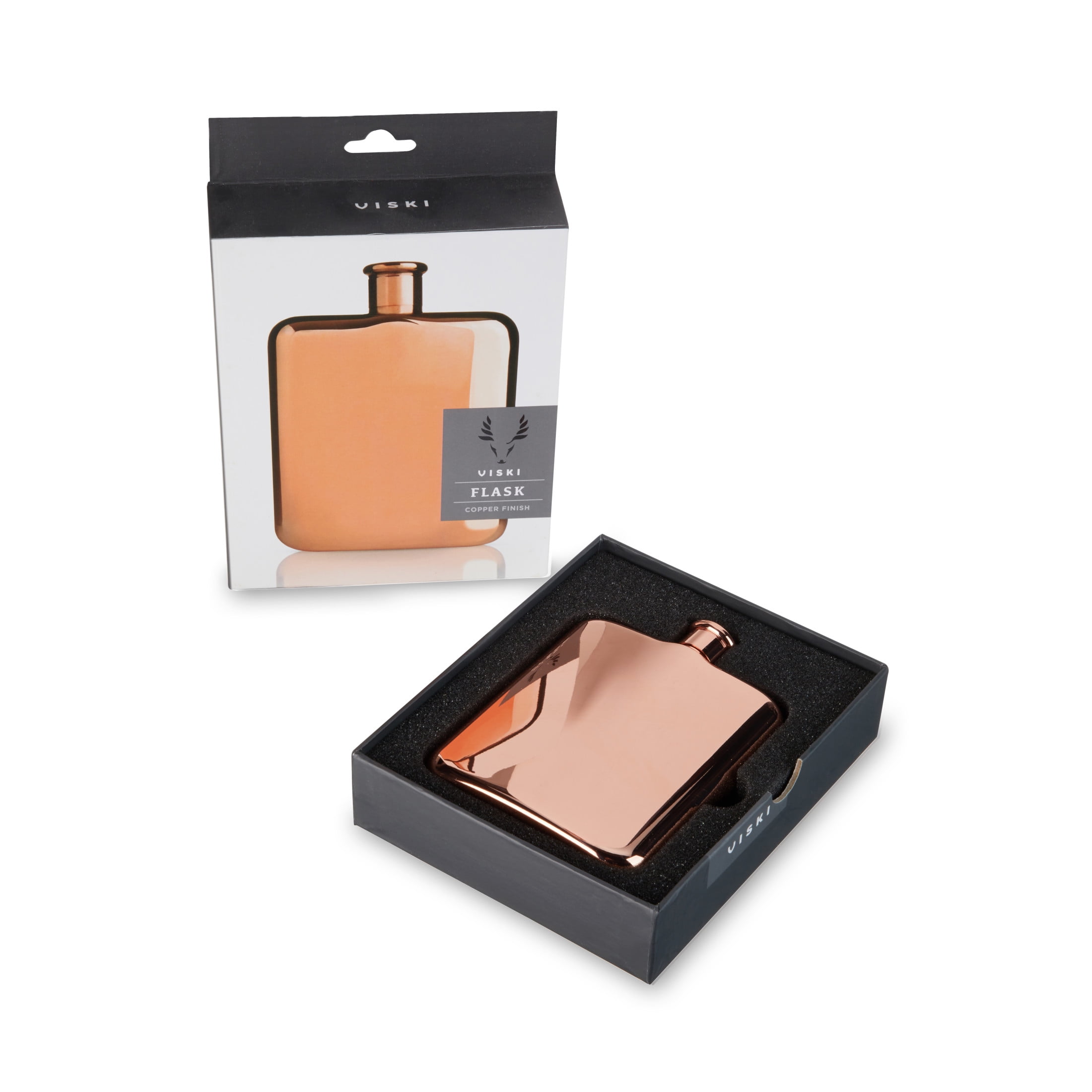 Viski Copper Flask - Stainless Steel Copper Plated Liquor Flask for ...