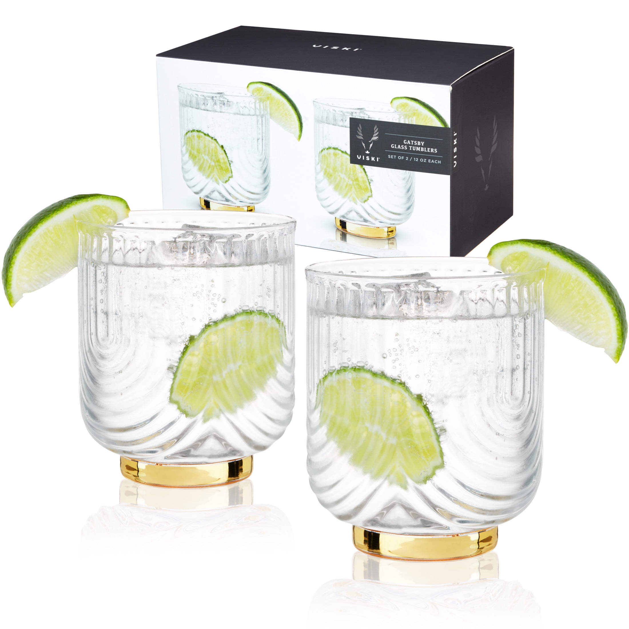 Viski Gatsby Tumblers for Whiskey, Margarita, Party Gifts, 12oz Set of ...