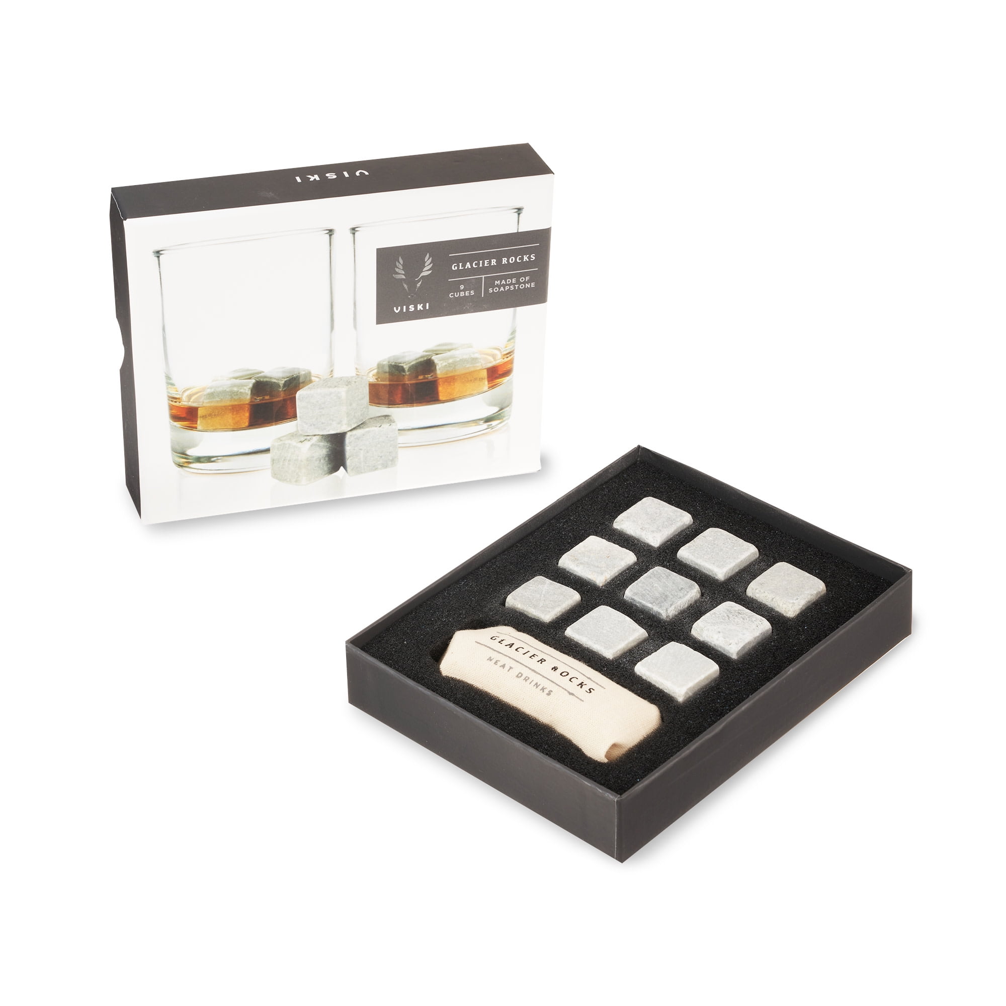 Viski Large Glacier Rocks, Reusable Ice Cubes for Whiskey, Bourbon Set ...