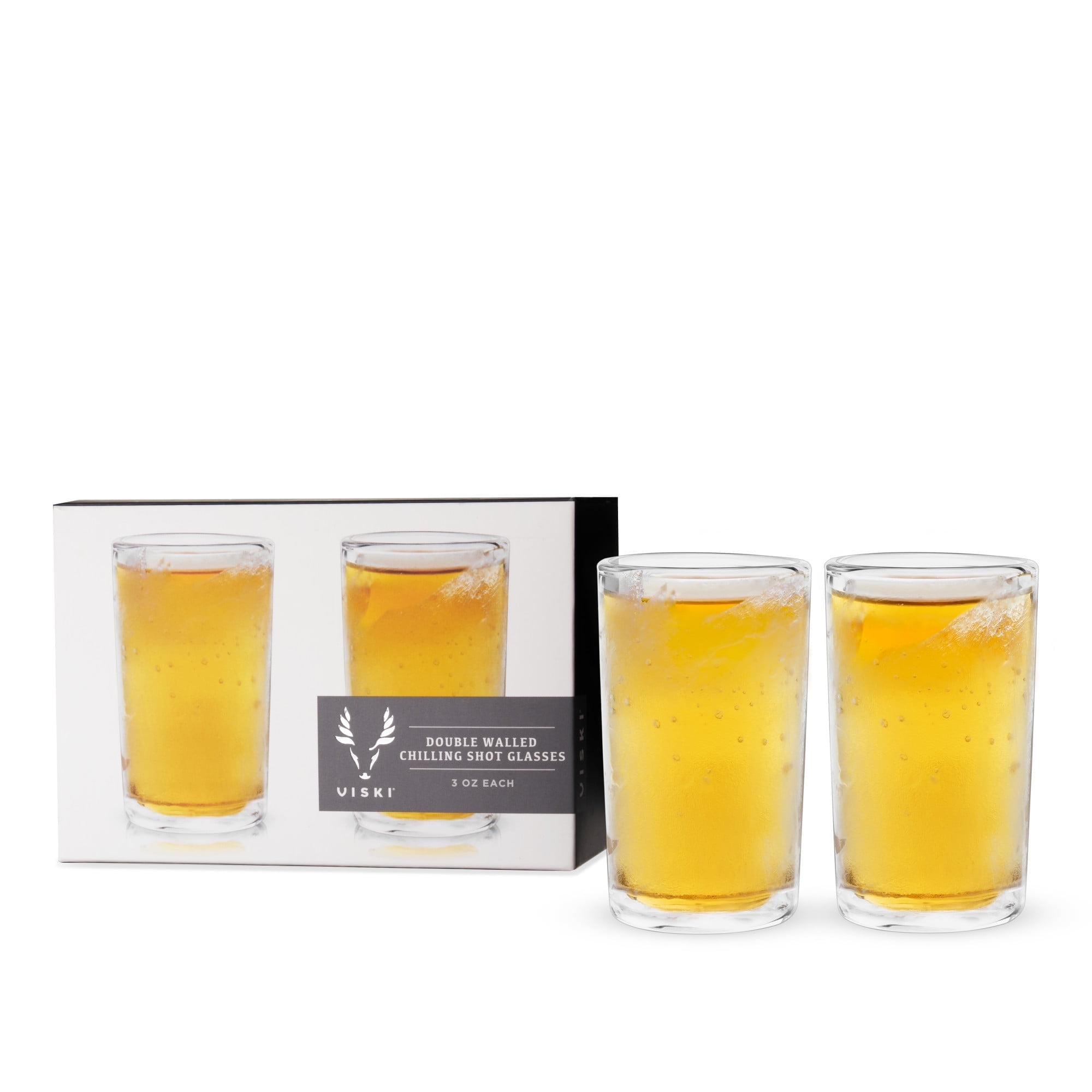 Viski Glacier Shot Glass, Double Walled Chilling Shot Glasses, Active ...