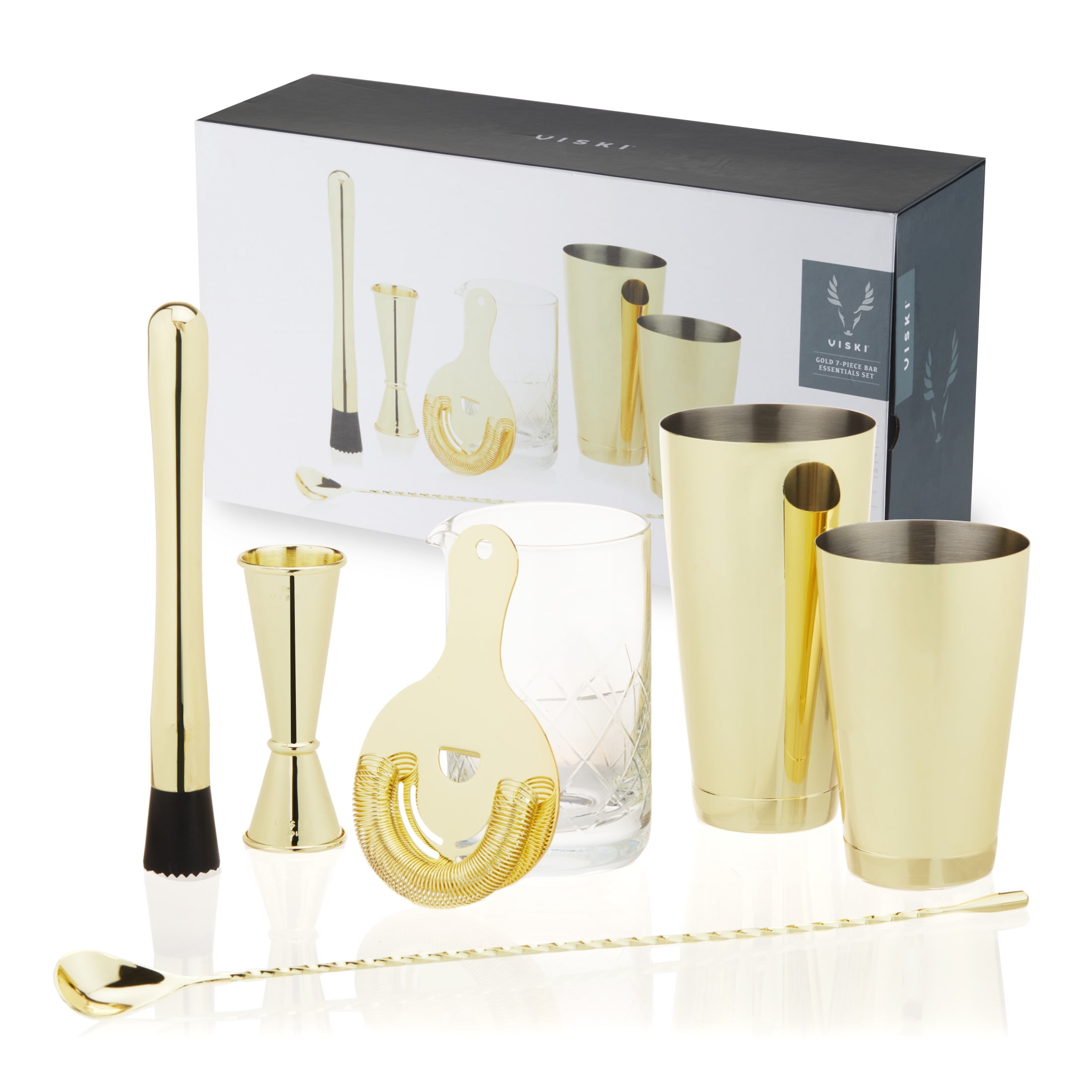 Viski Belmont 7PC Barware Set, Home Bar Accessories, Bartender Gifts ...