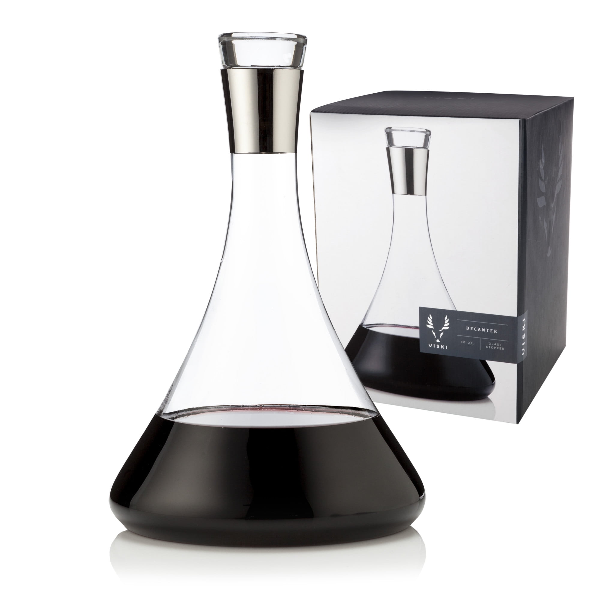Viski Harrison Chrome Trimmed Wine Decanter Set of 1 - Premium Crystal ...
