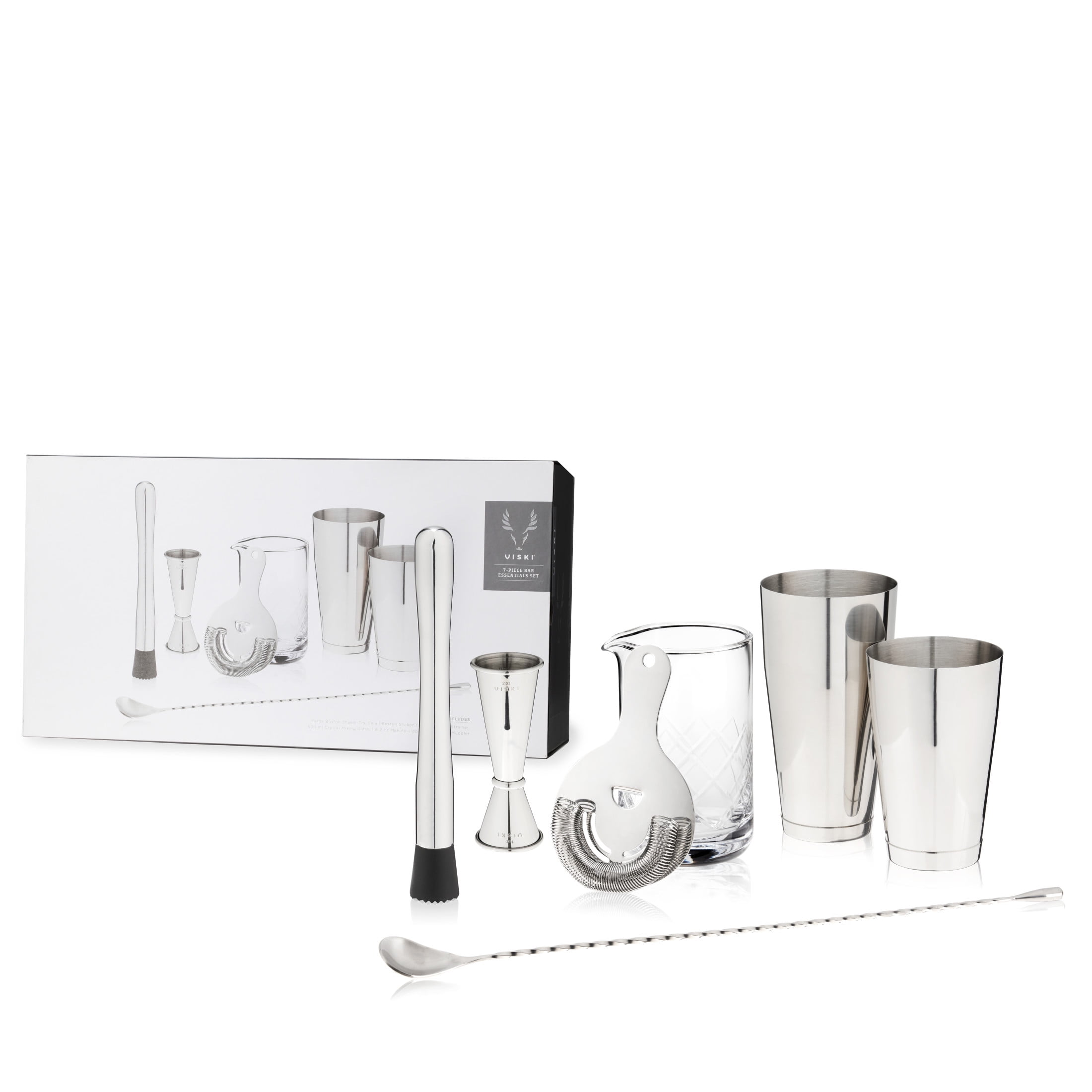 Viski 7-Piece Cocktail Shaker Set, Bartender Kit, Home Bar Gifts ...