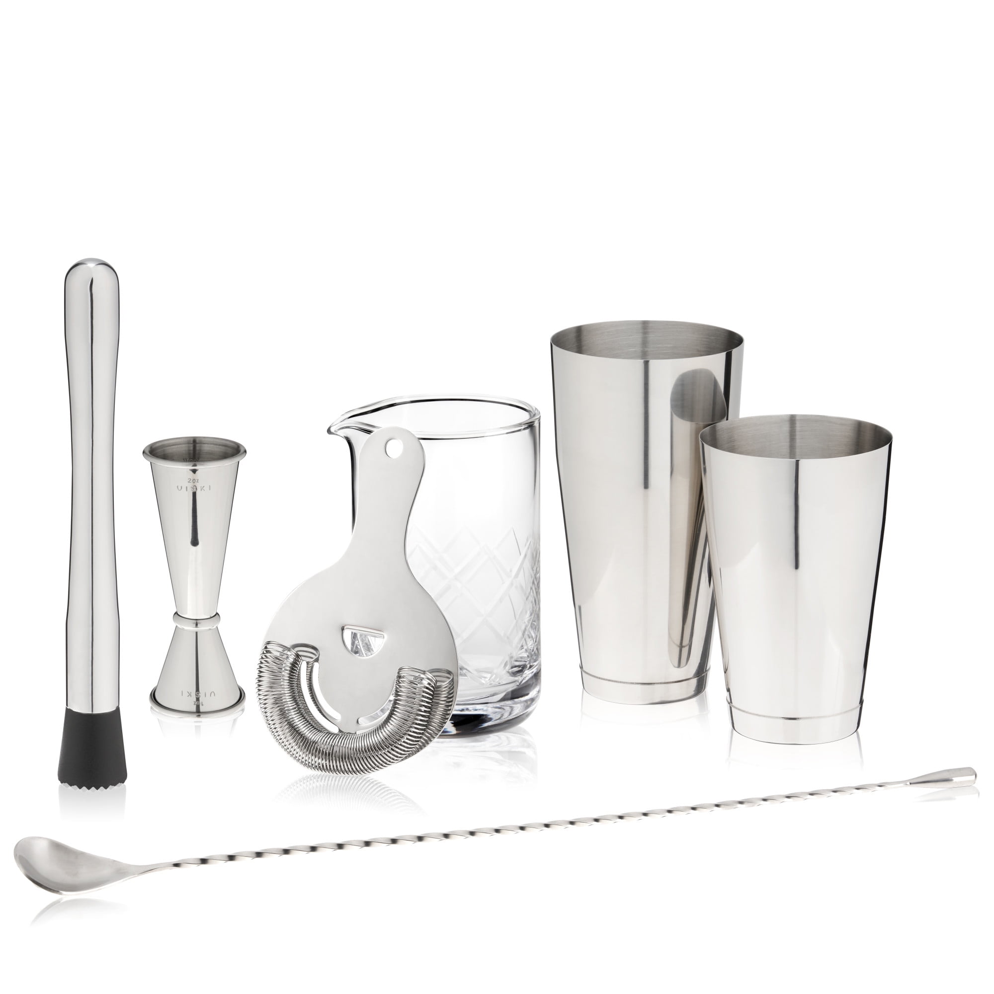 Viski Metallic Cocktail Shaker Set 7pcs Kit, Drink Mixers for Cocktails ...