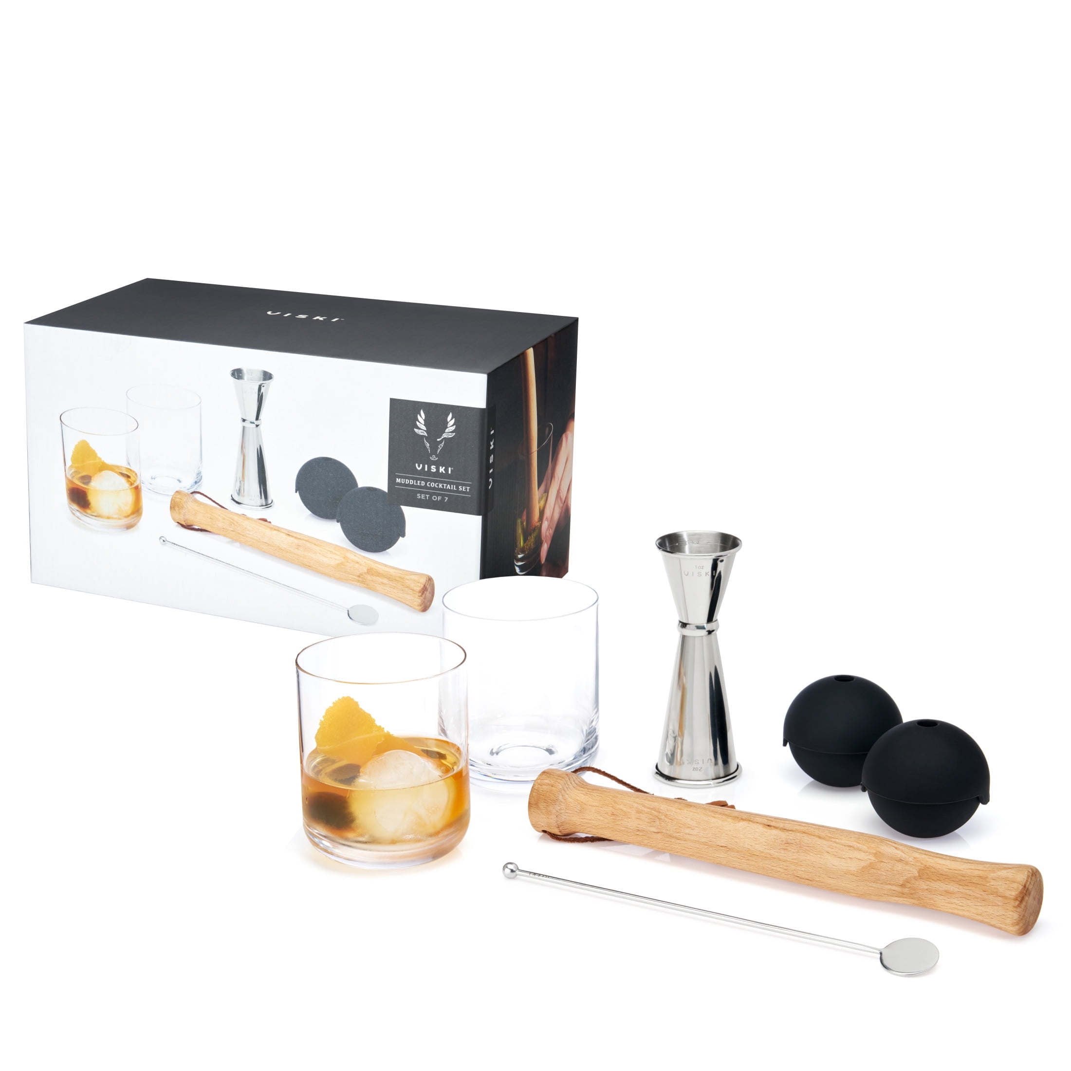 Viski Muddled Cocktail Set, Professional Grade Barware Tool Set of 7 ...