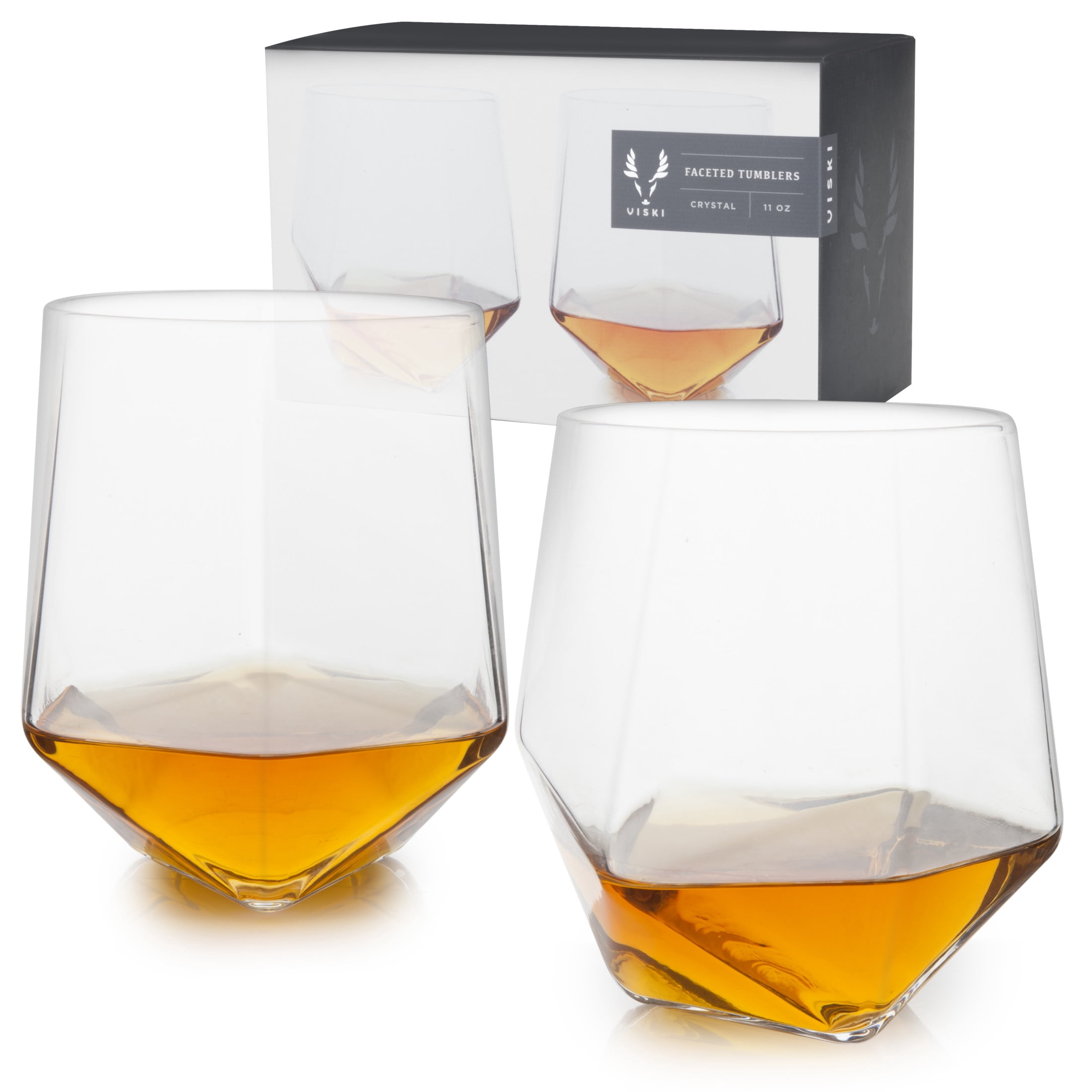 Viski Faceted Glasses for Margarita, Whiskey, Gifts for Men, 11oz Set ...
