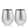 Viski Silver Wine Glasses, Stemless Wine Glass Set, Stainless Steel ...