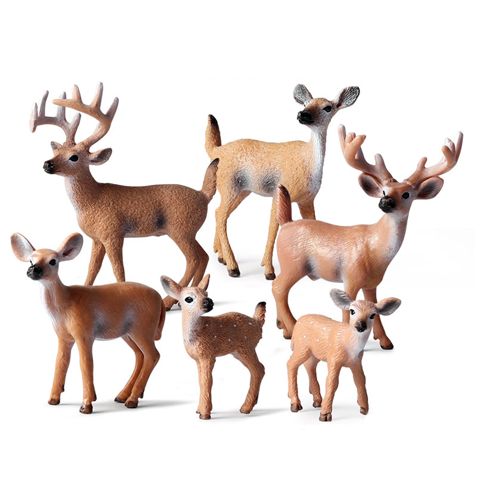 Visland 1/6 PCS Deer Figurines Toys Deer Figures Cake Toppers Includes ...