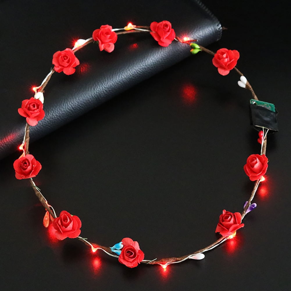 Visland 1 PCS LED Flower Crowns Headbands - Light Up Flower Hair ...