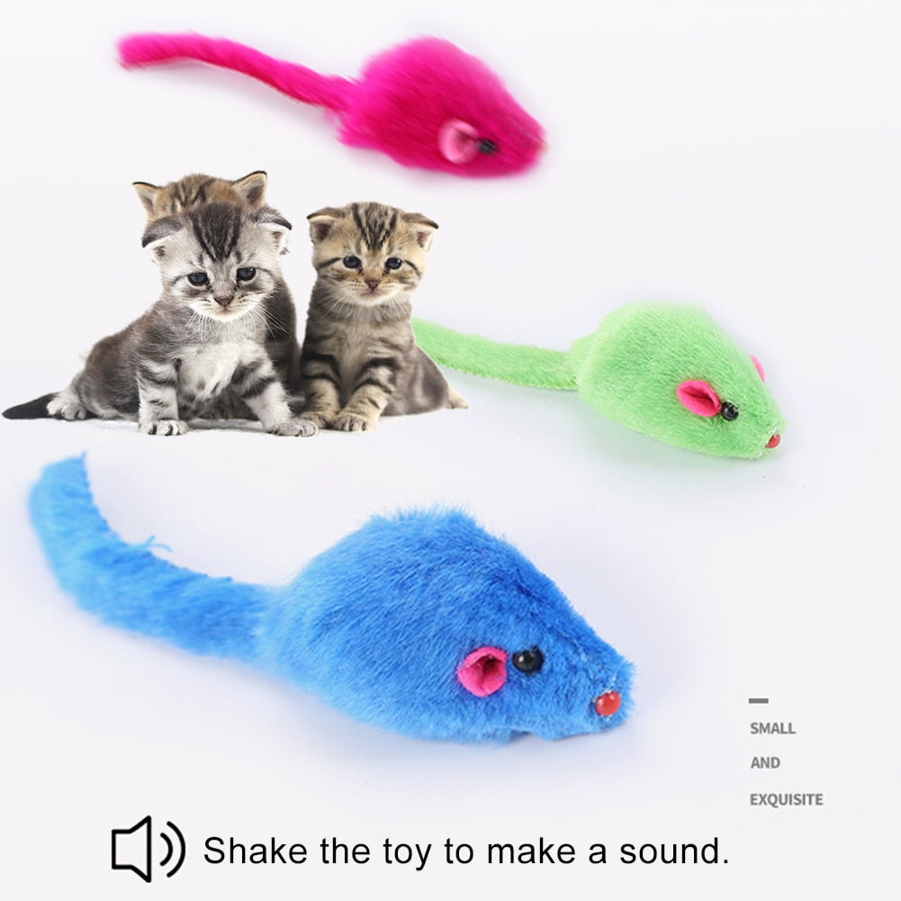 Visland 10Pcs Mixed Color Fake Plush Mouse Pet Cats Teaser Sound ...