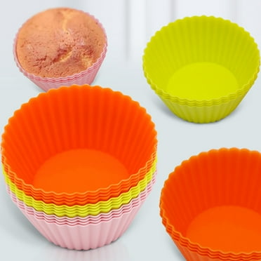 Silicone Cupcake Molds- 12 Pack Reusable Baking Muffin Cups, Non-Stick ...
