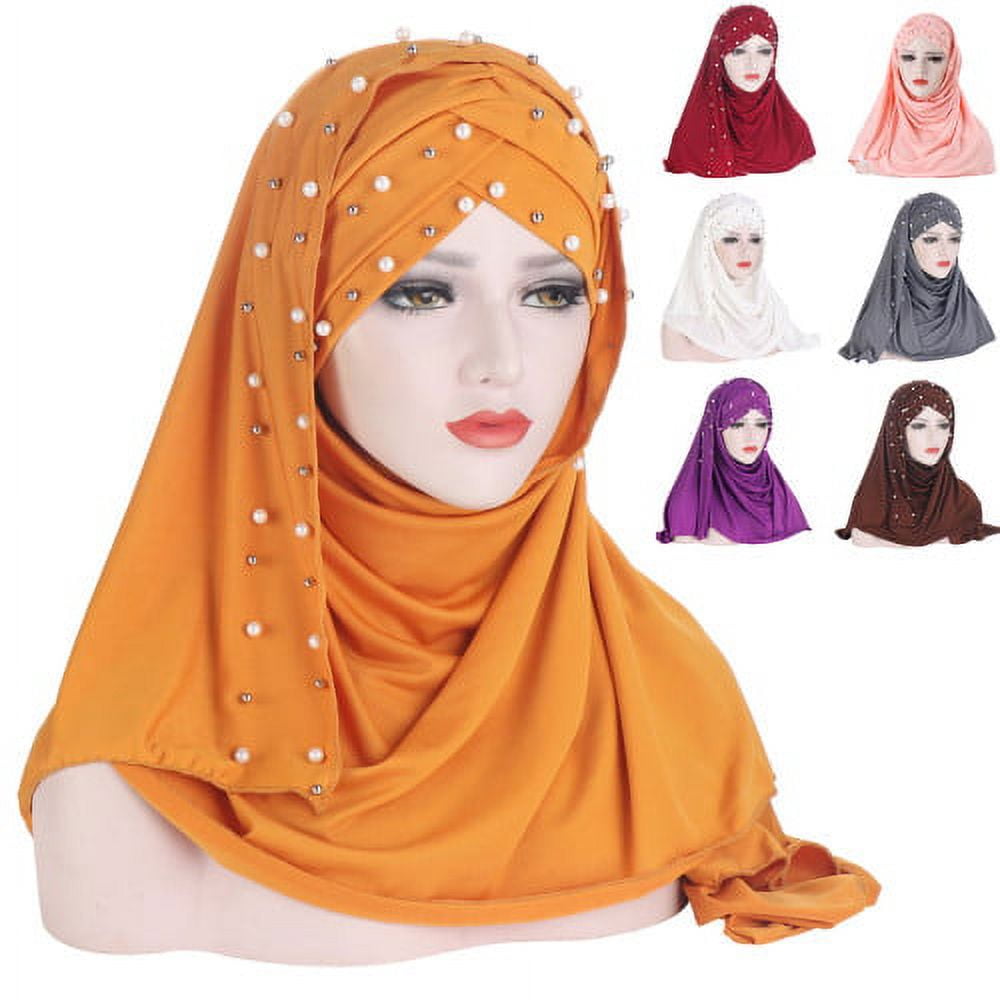 Visland 2 In 1 Solid Color Elastic Band Headscarf Cap Forehead Cross ...