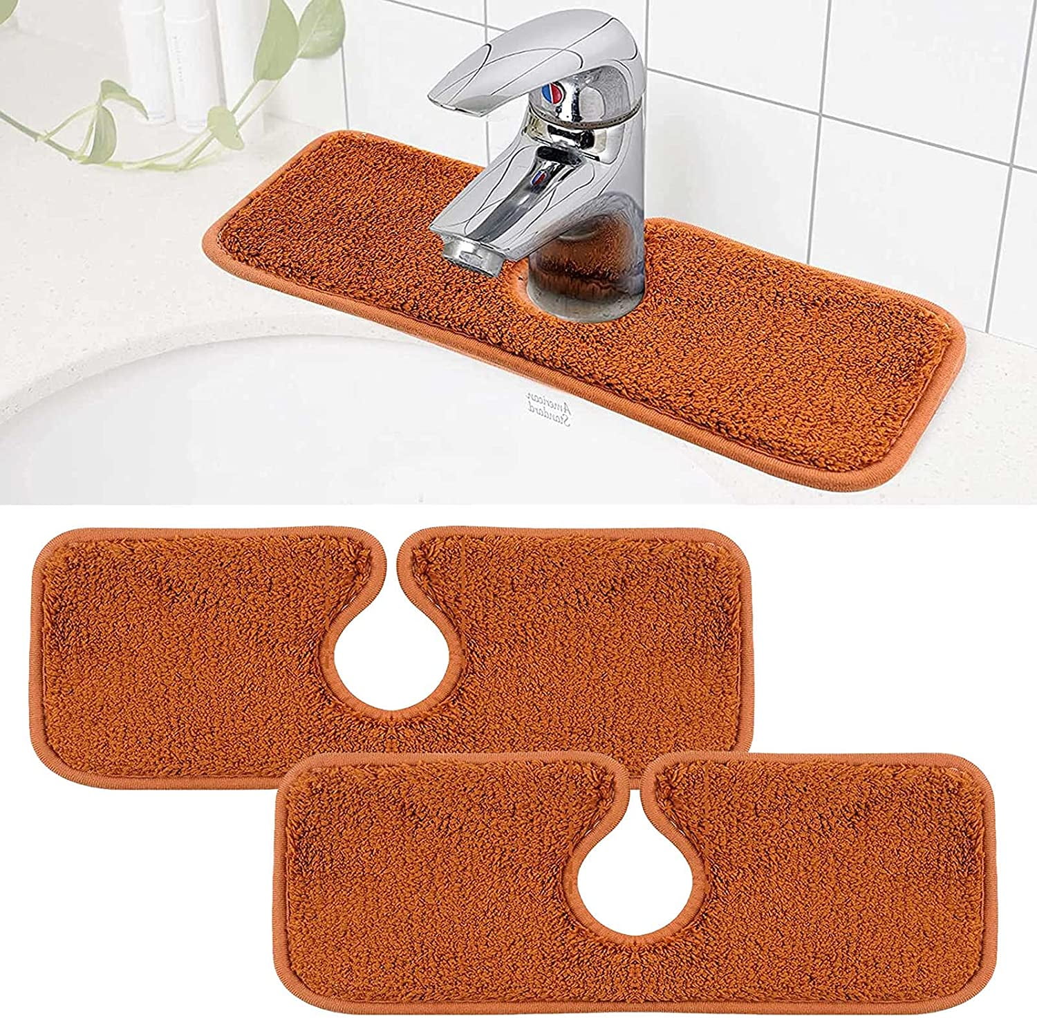 Visland 2PCS Faucet Absorbent Mat, Kitchen Sink Splash Guard ...
