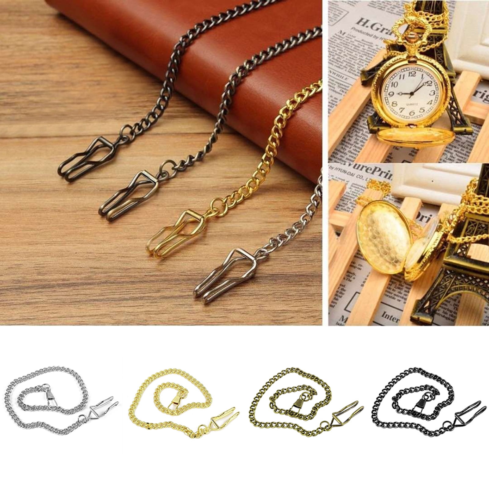 Visland 2Pcs Women/Men Pocket Watch Chain, Fashion Vintage Alloy Chain ...