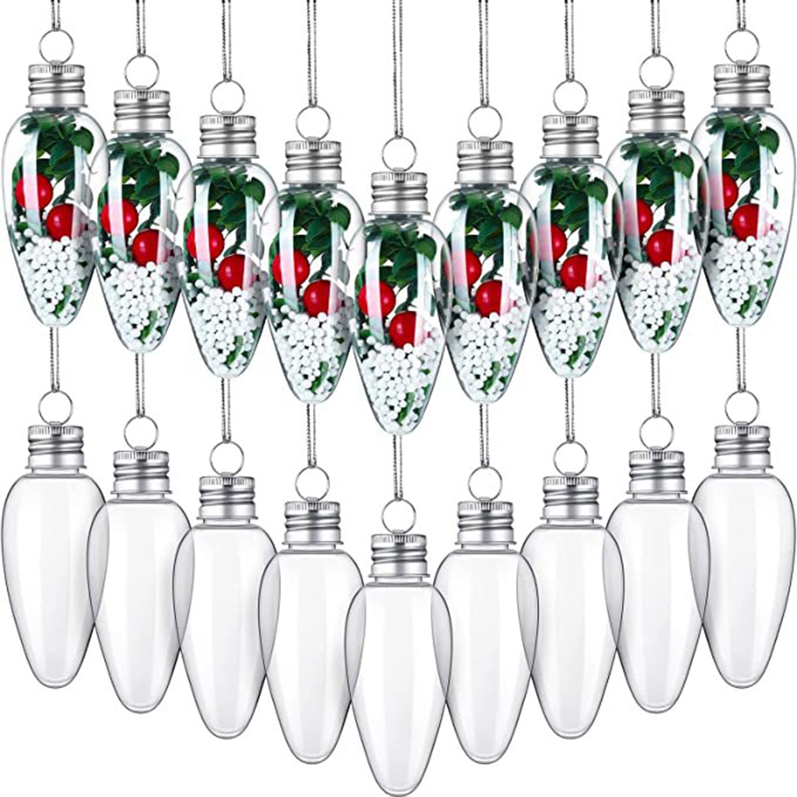 Visland 3.4 Inch Christmas Fillable Clear Bulbs Ornaments, Plastic ...