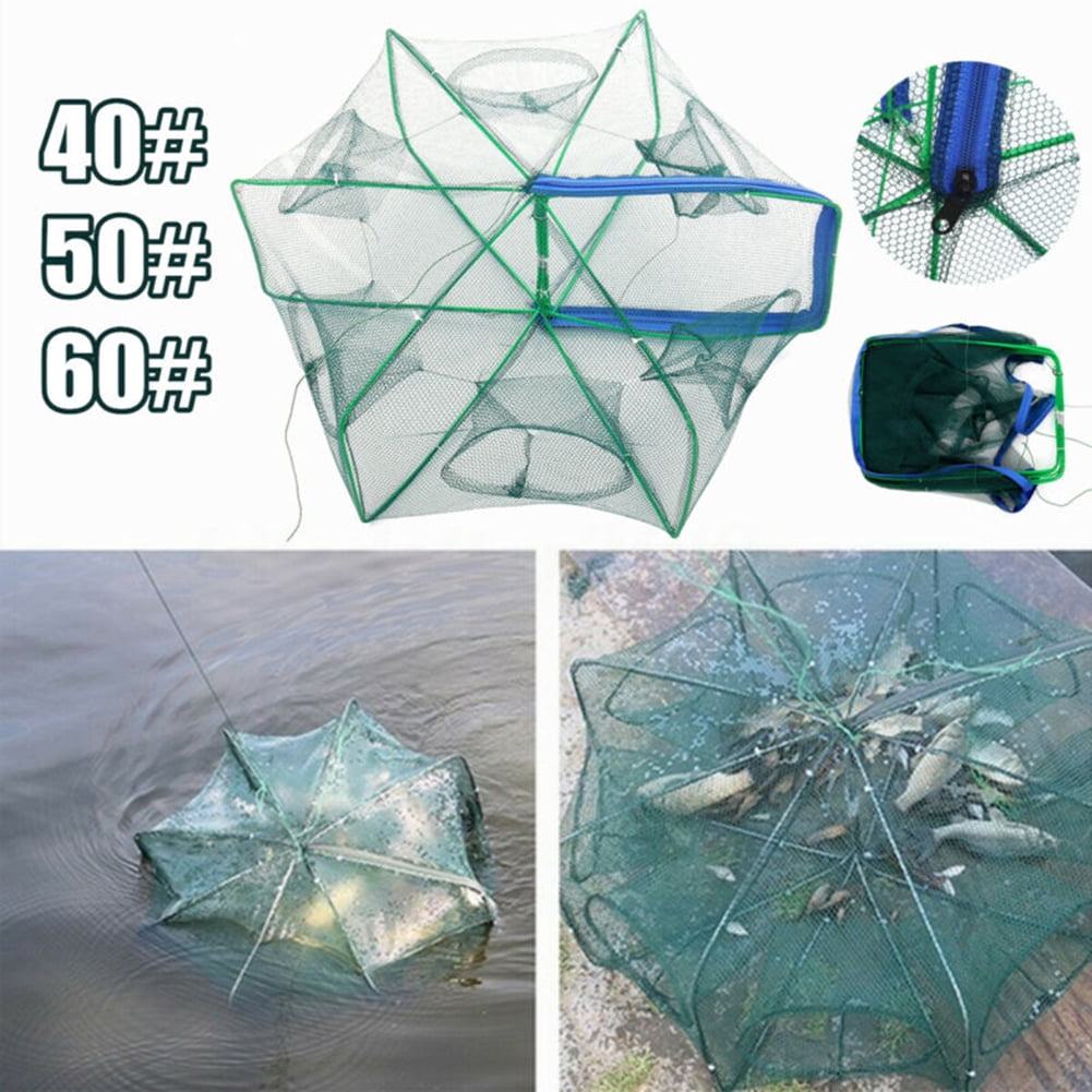 Visland 40/50/60cm Fishing Bait Trap Foldable Fish Minnow Crab Crayfish Crawdad Shrimp Net Trap ...