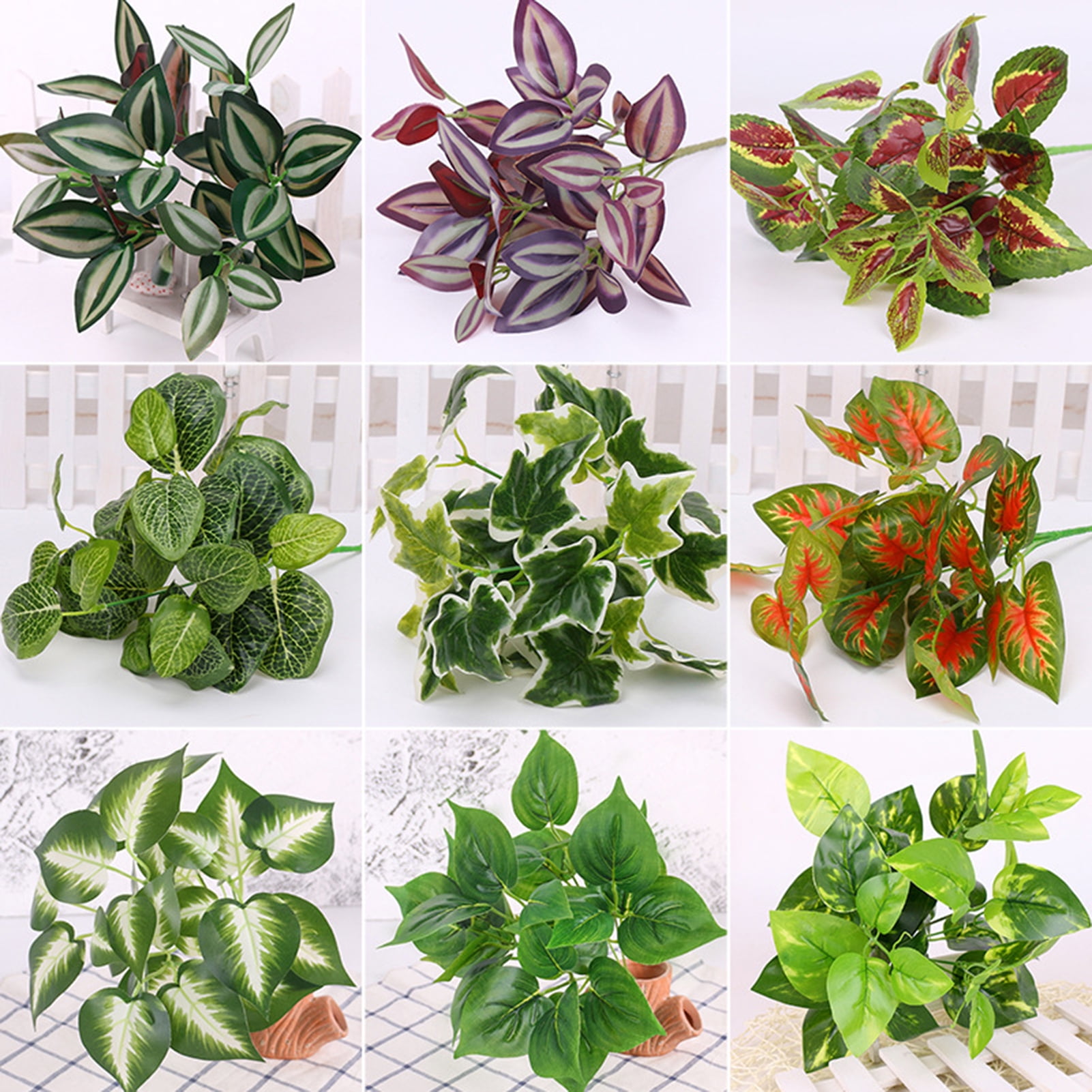 Visland 4PCS Artificial Leaves Stems Bulk Artificial Leaves Plant in ...