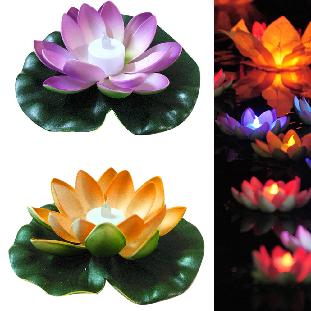 Visland 4PCS LED Floating Lotus Light Battery Operated-Floating Flower ...