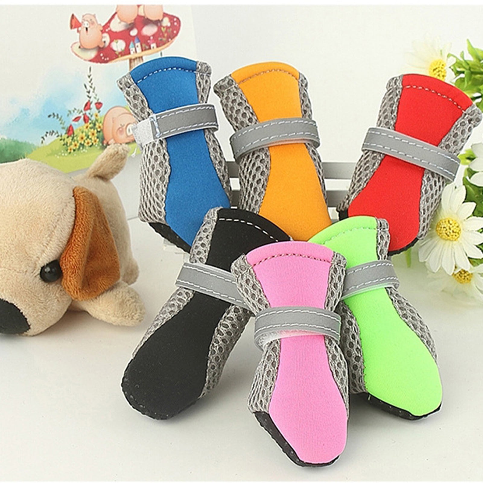 Visland 4Pcs Breathable Dog Boots, Outdoor Dog Shoes with Wateproof ...