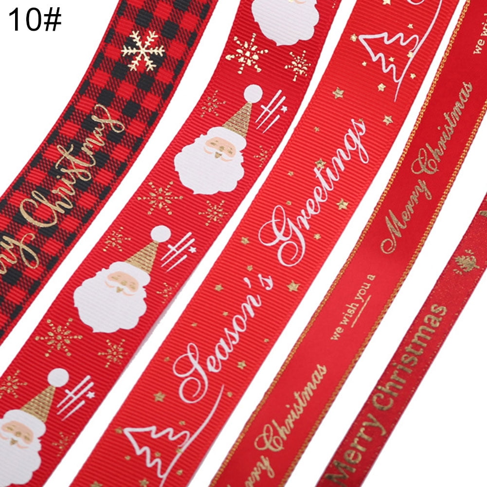 Visland 5 Yards Christmas Ribbons for Craft Holiday Printed Grosgrain ...