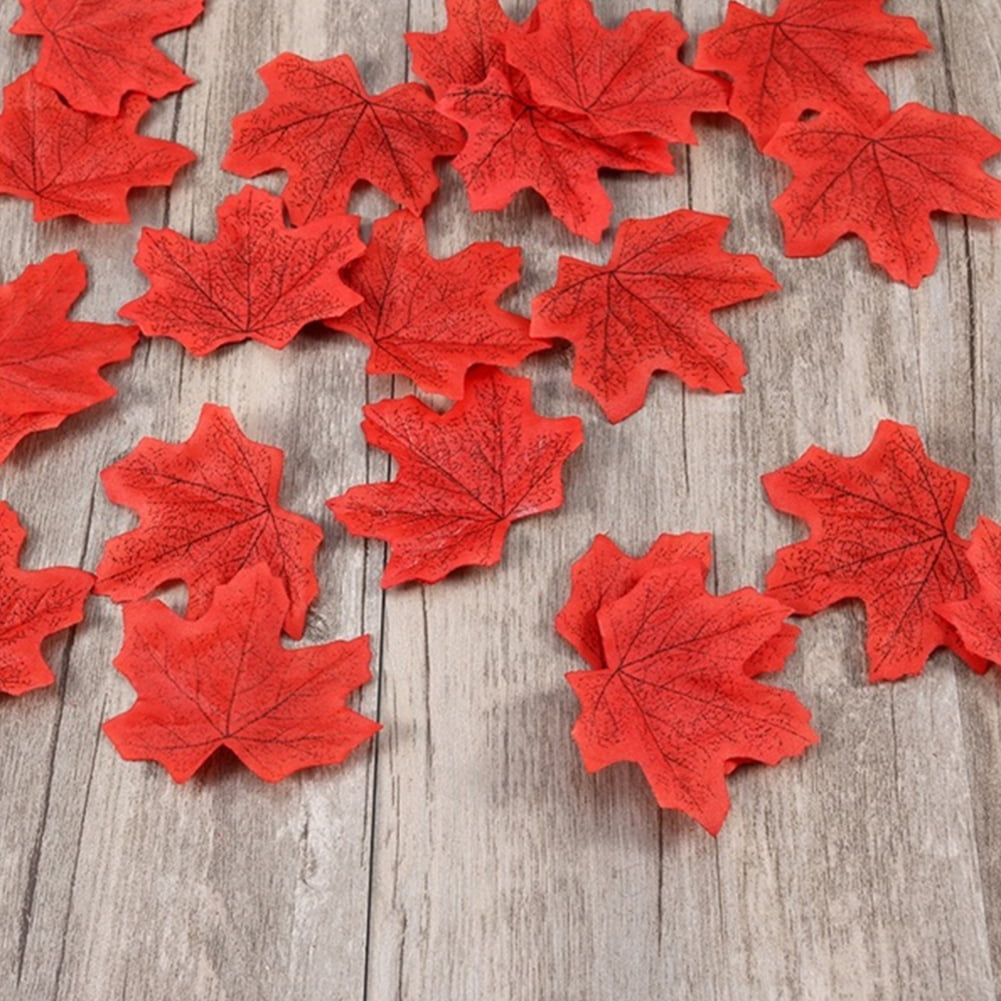 Visland 50PCS Artificial Maple Leaves Fake Fall Maple Leaf Lifelike ...