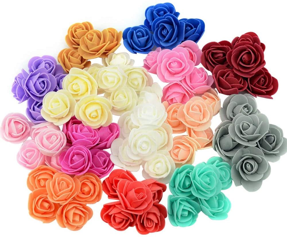 Visland 50PCS Fake Flower Heads for Crafts PE Foam Mini Roses Head ...