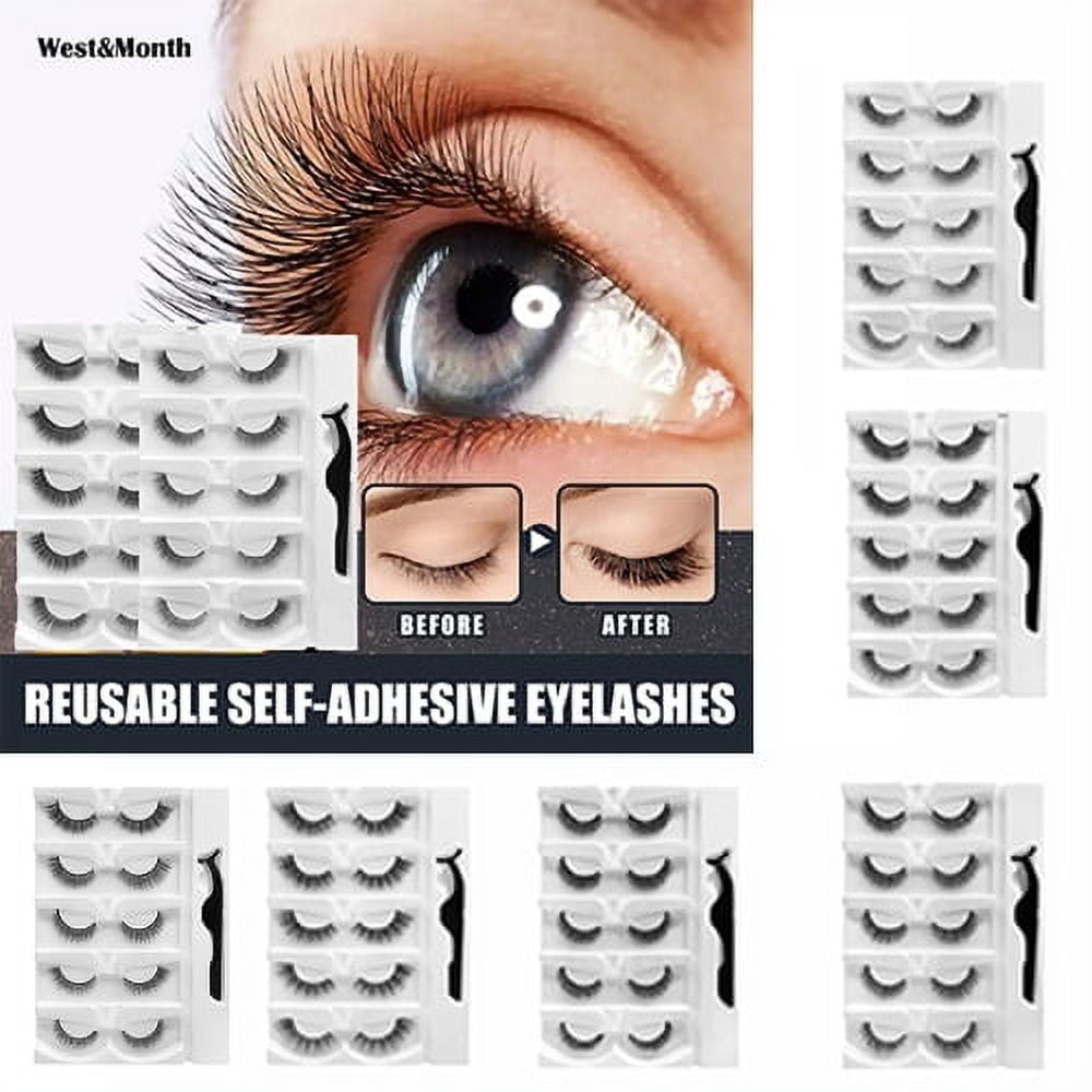 Visland 5Pairs/Set False Eyelash, Natural Look Reusable Self-Adhesive ...