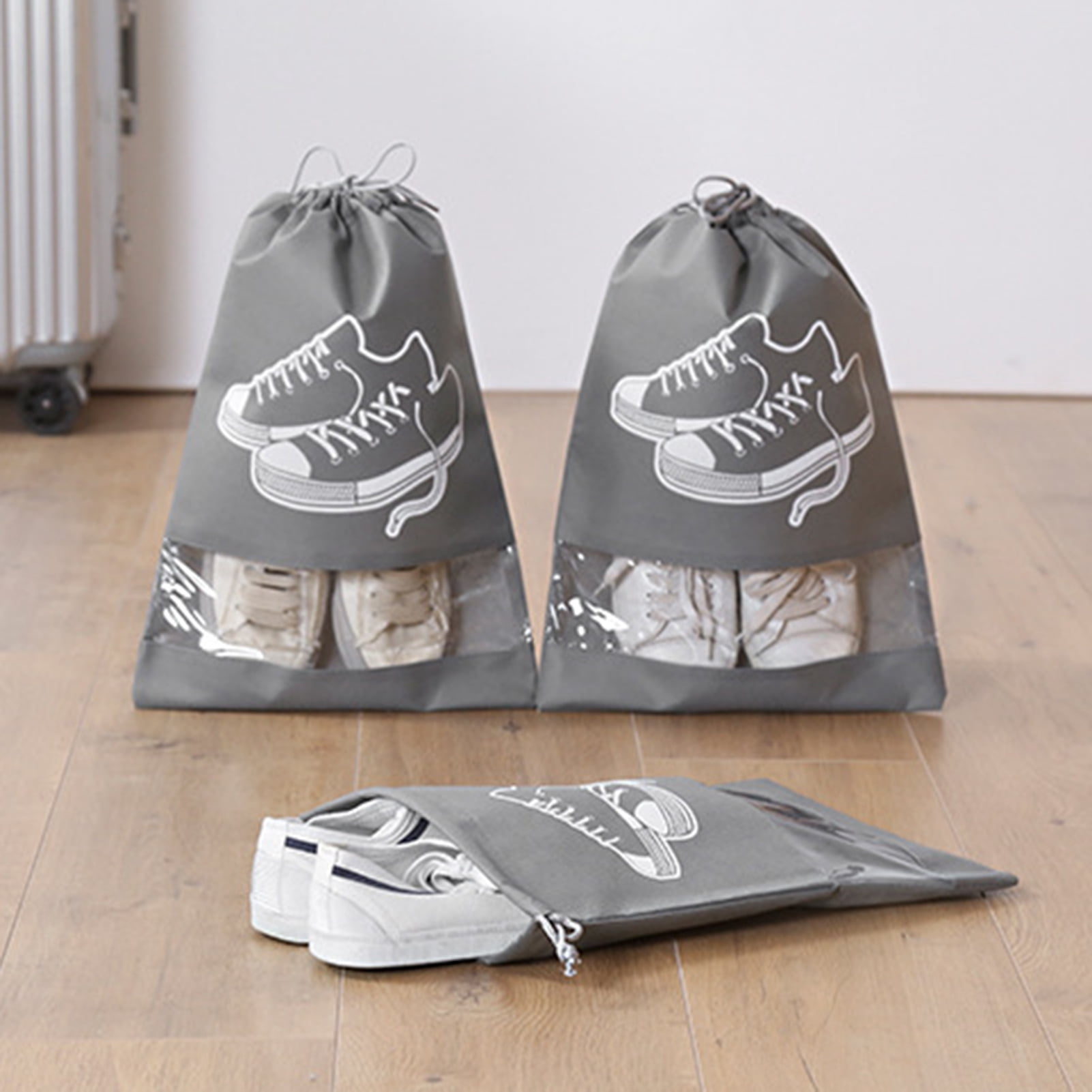 Visland 5Pcs Shoe Bags for Travel, Non-Woven Drawstring Shoe Storage ...