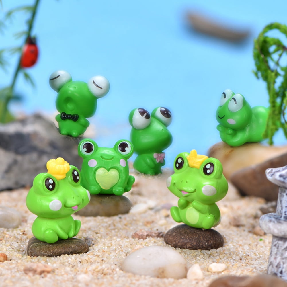 Visland 6PCS Resin Mini Frogs Green Frog Miniature Figurines Fairy ...