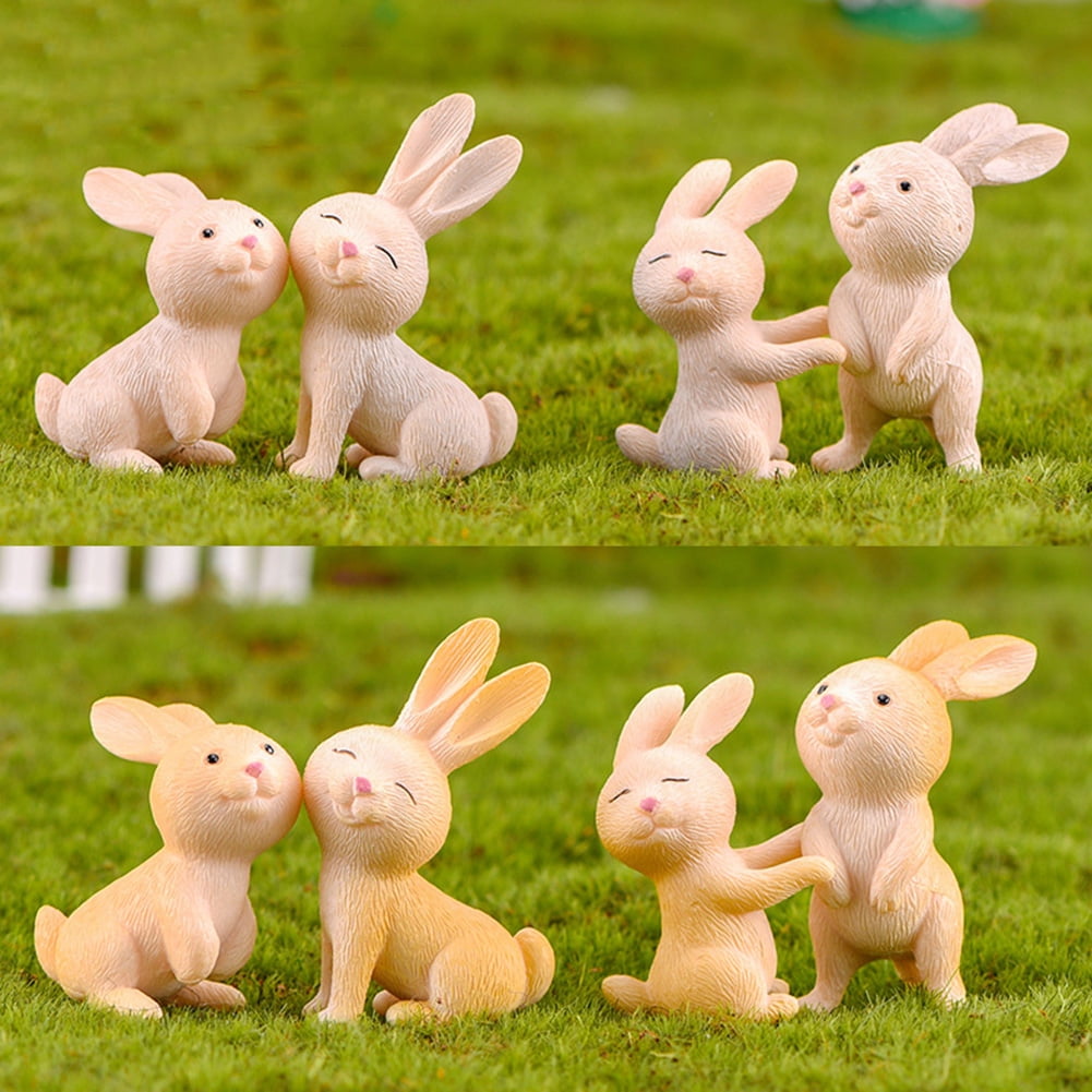 Visland 7PCS Rabbit Toy Figure, Lovely Bunny Figurines Playset ...