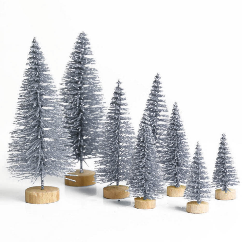 Visland 8PCS Mini Xmas Trees, Decorative Sisal Trees with Wood Base for ...