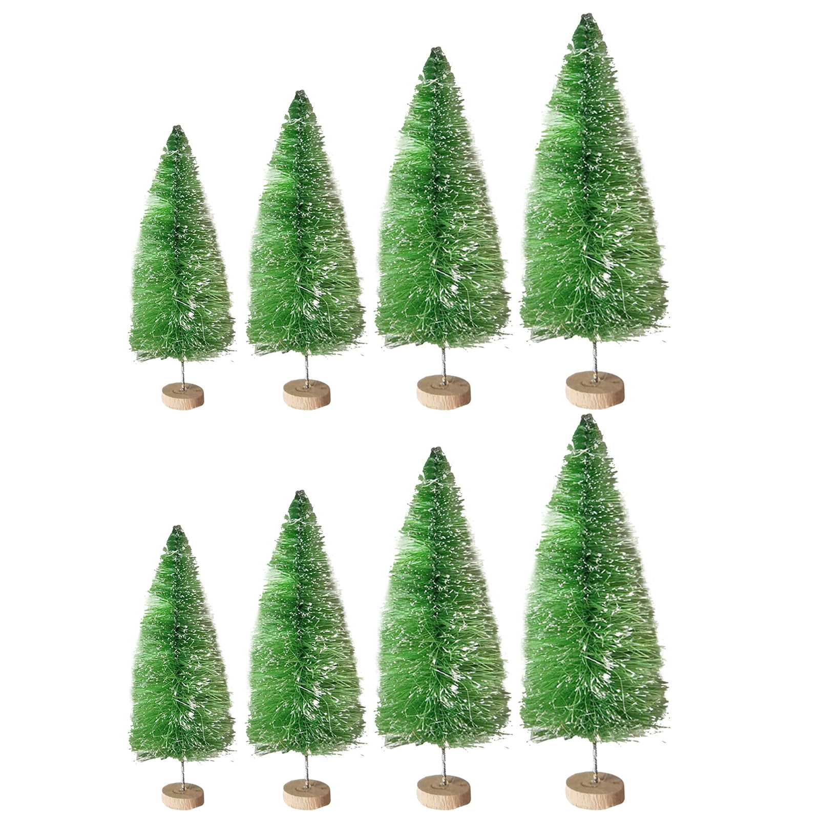 Visland 8PCS Artificial Mini Christmas Trees, Sisal Trees with Wood ...