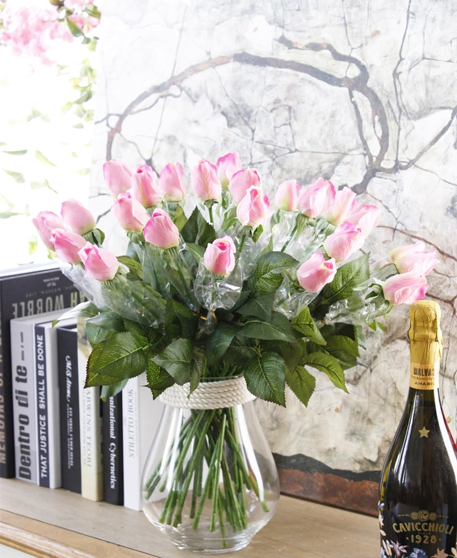 Visland 8PCS Artificial Rose , Real Touch Silk Rosebud, Realistic ...