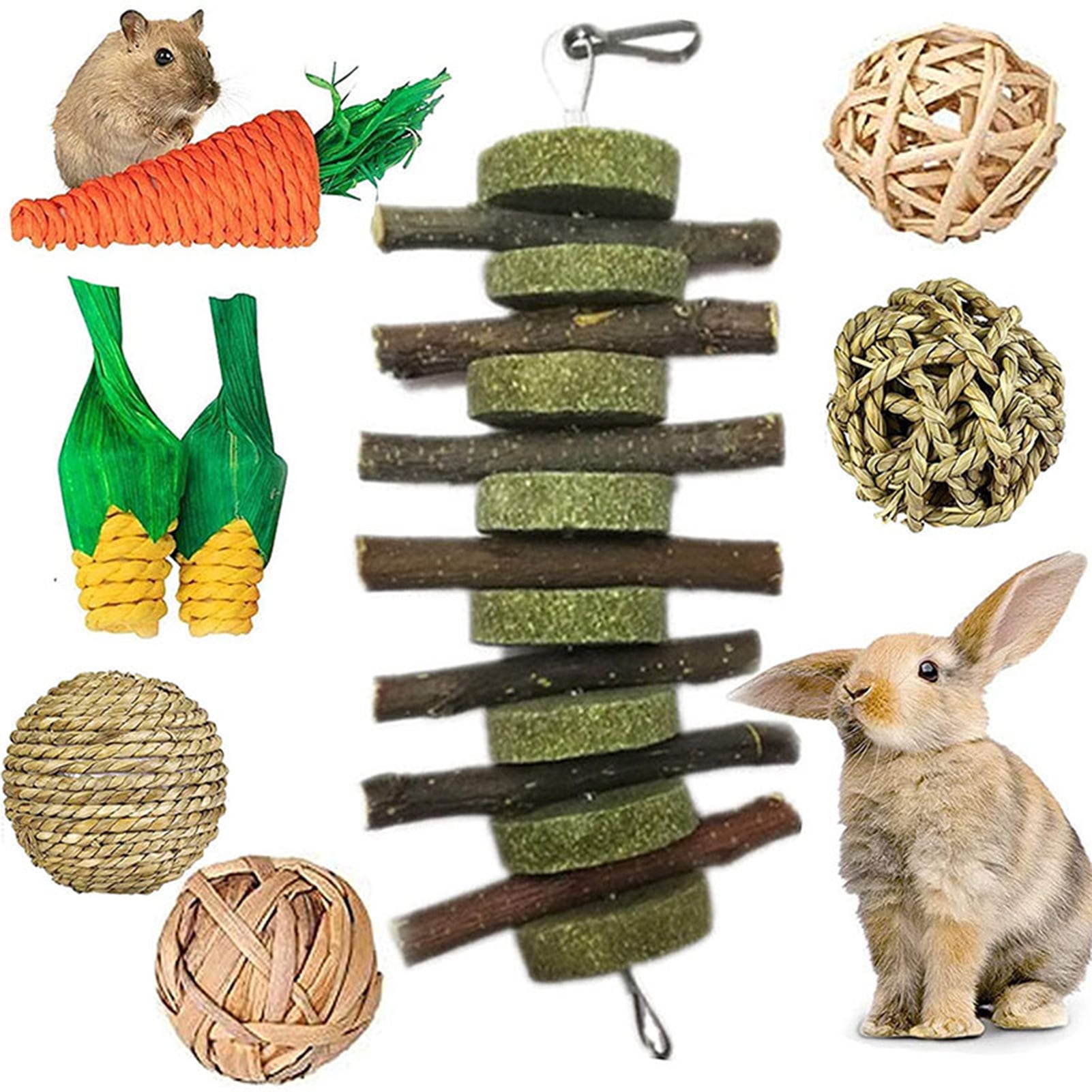 Visland 8Pcs/Set Rabbit Chew Toys for Teeth Grinding Rabbit Toys with ...