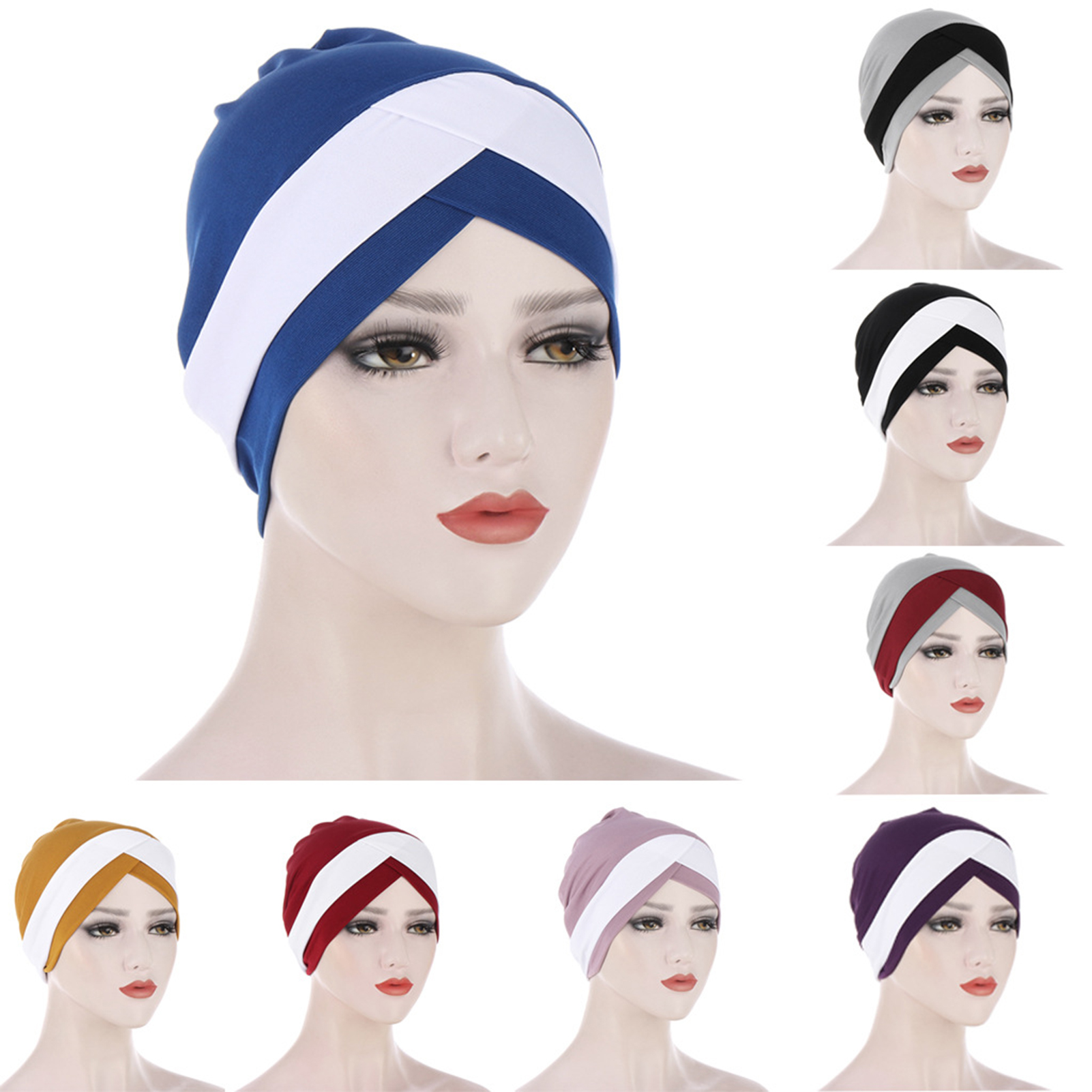 Visland African Women Turban Cap Cross Wrap Headscarf Beanie Braid Wrap ...