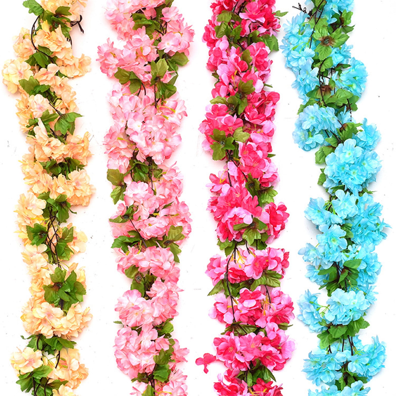 Visland Artificial Cherry Blossom Vine Hanging Plants Faux Sakura ...