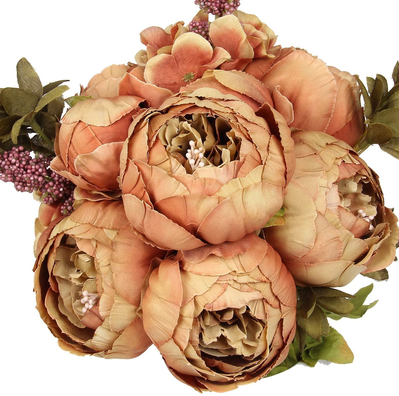Visland Artificial Flowers Silk Plastic Fake Peony Flower Vintage ...