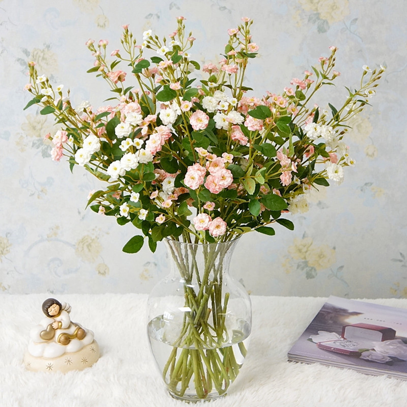 Visland Artificial Rose Long Stem Artificial Flowers Rustic Fall Decor ...